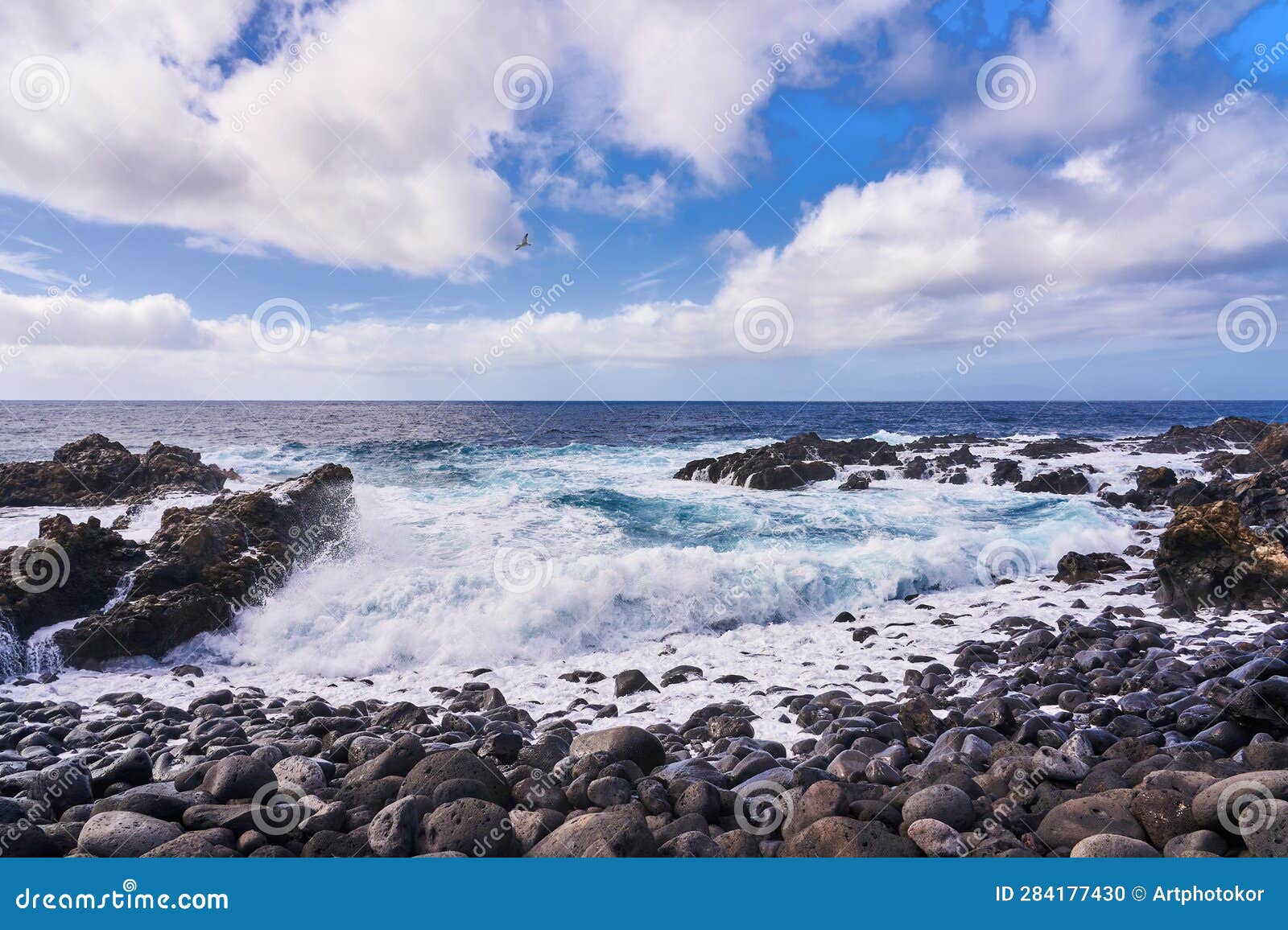 Sea Water Breaks Against Rocks And Inundates Promenade Stock Photo ...