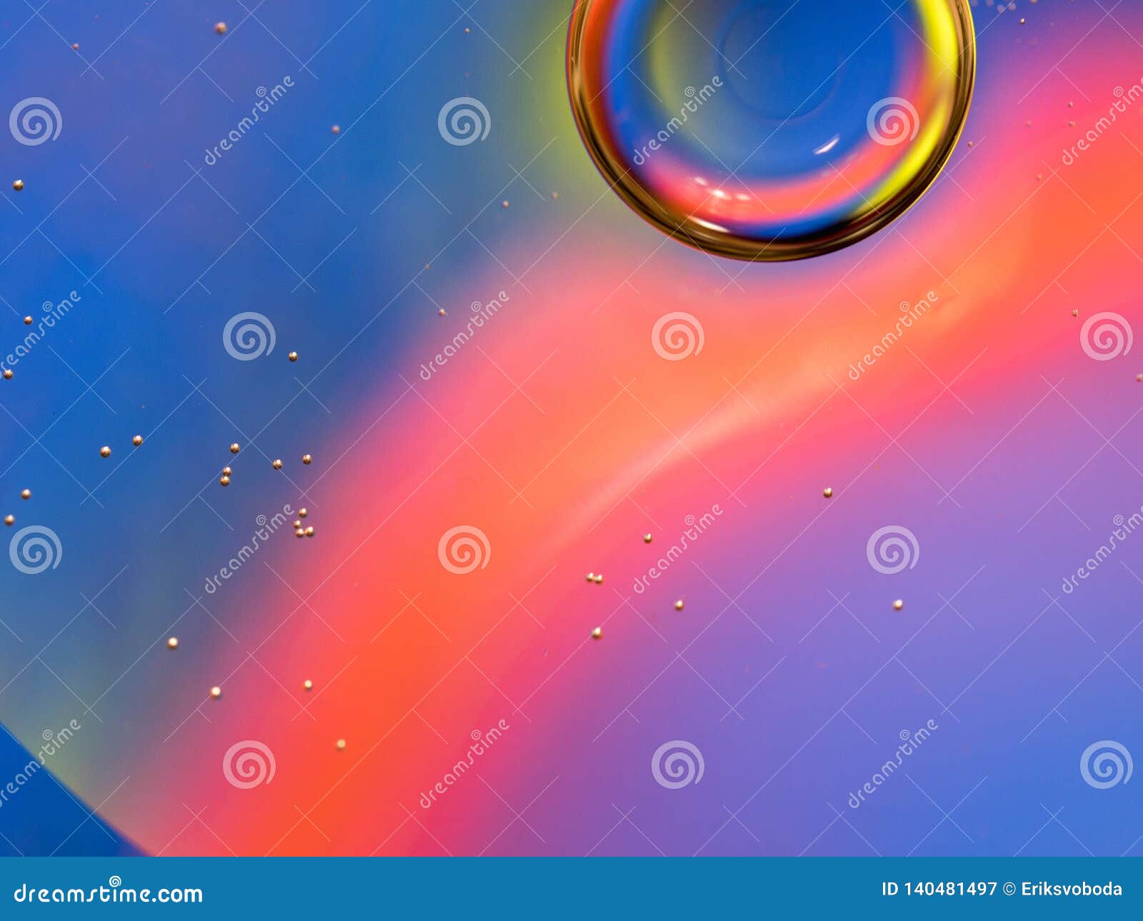 Water Bubble Glittering with Multicolour Lights. Close Up Macro Shot ...