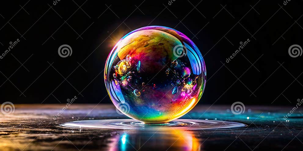 Water Bubble Light Effect on Black Background Generative AI Stock ...