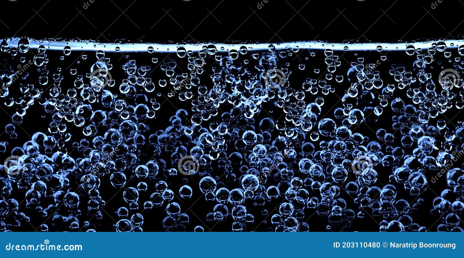 Water and Bubbles on a Black Background Underwater 3d Illustration ...