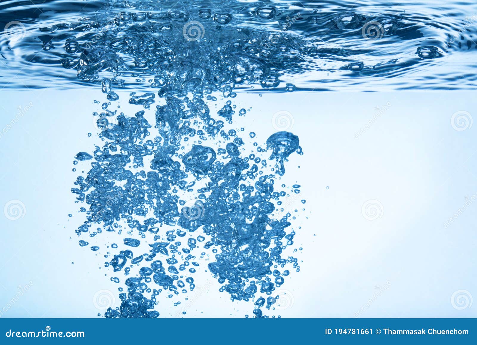 Wave and Bubble. Water Splashing Over White Background Stock Image ...