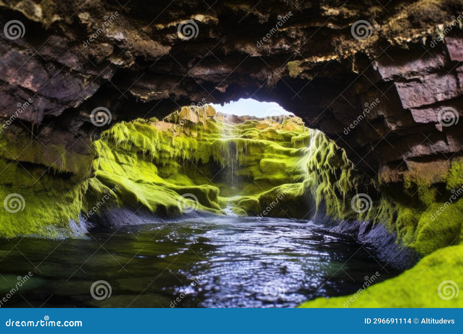 Water Bubbling in a Moss-covered Geothermal Spring Stock Photo - Image ...