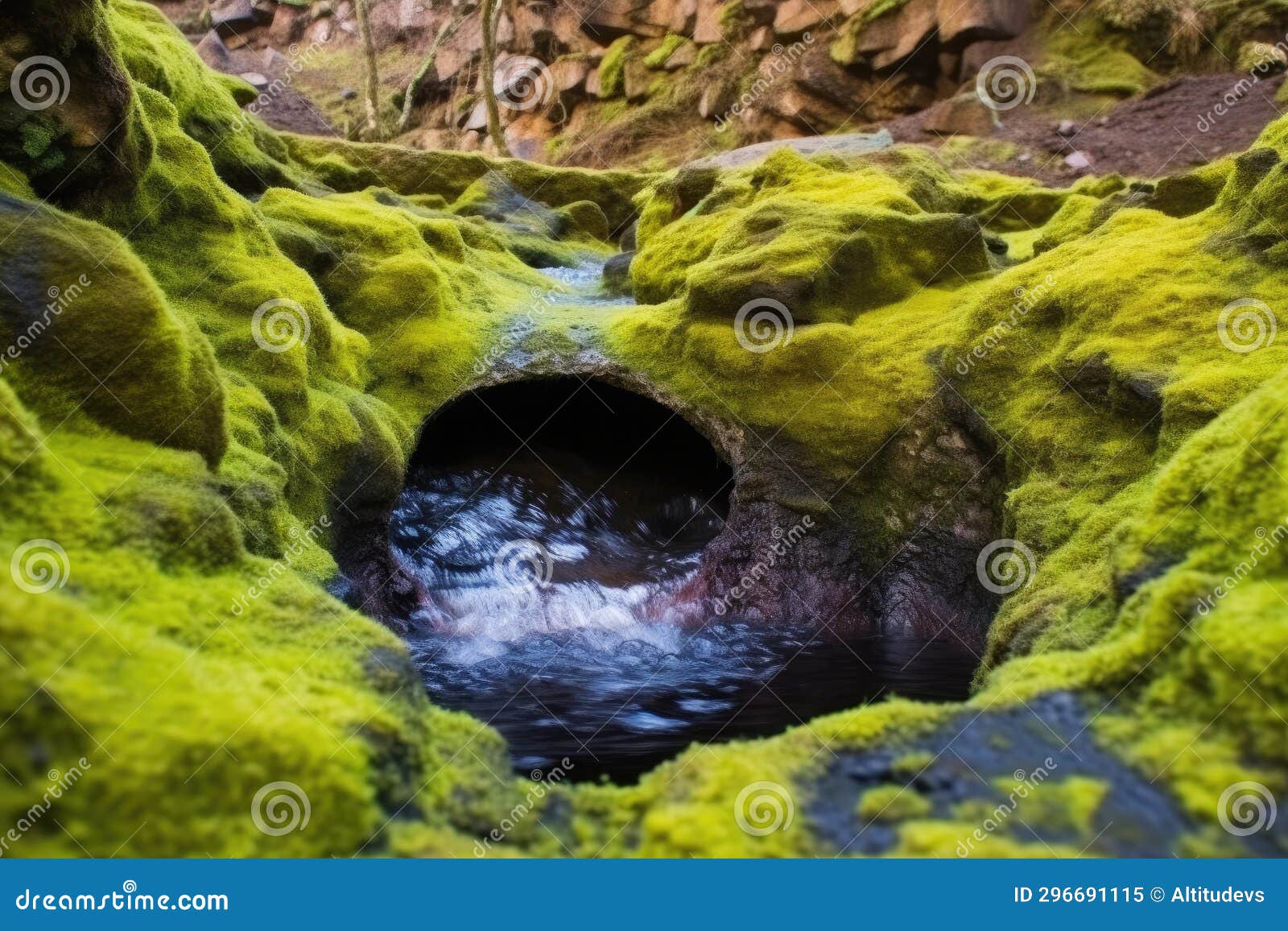 Water Bubbling in a Moss-covered Geothermal Spring Stock Image - Image ...