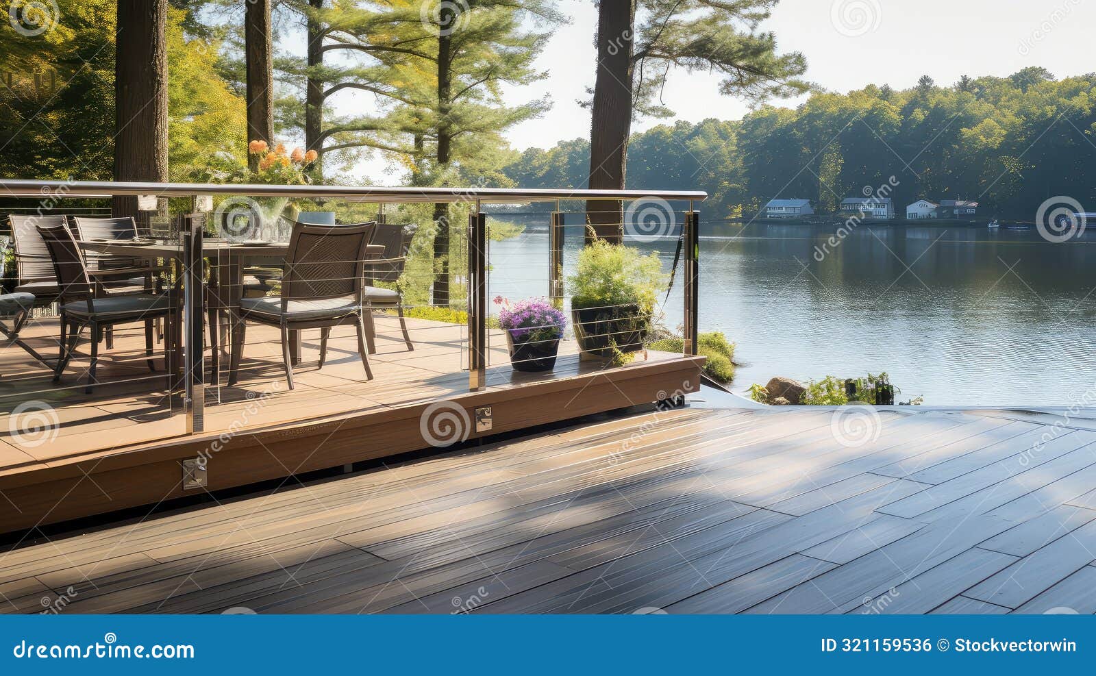 Water cable railing stock photo. Image of transparency - 321159536