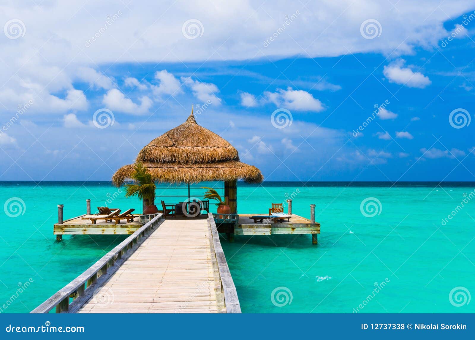 Water cafe on the beach stock photo. Image of beach, cocktail - 12737338