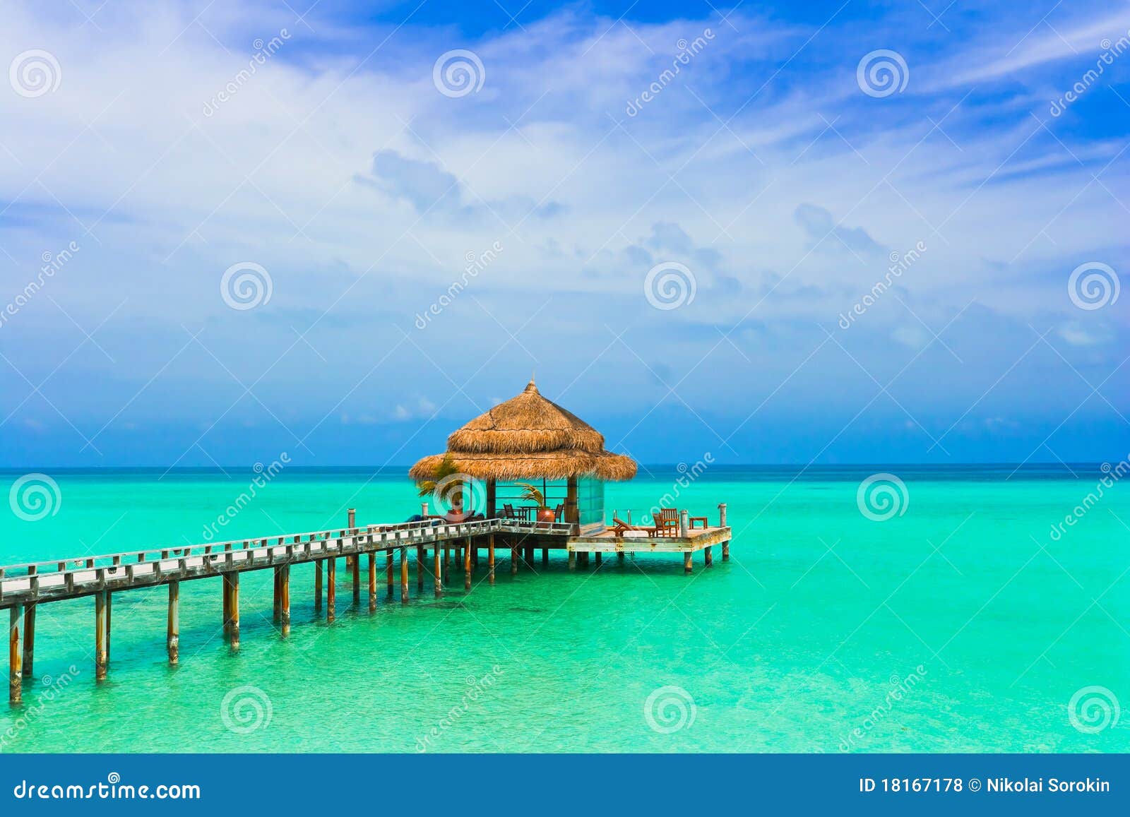 Water cafe on the beach stock photo. Image of maldives - 18167178