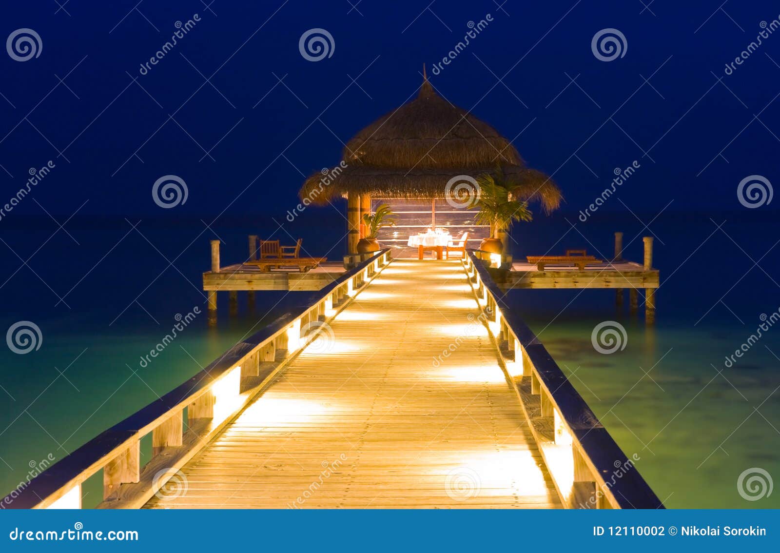 Water cafe at night stock photo. Image of holiday, evening - 12110002