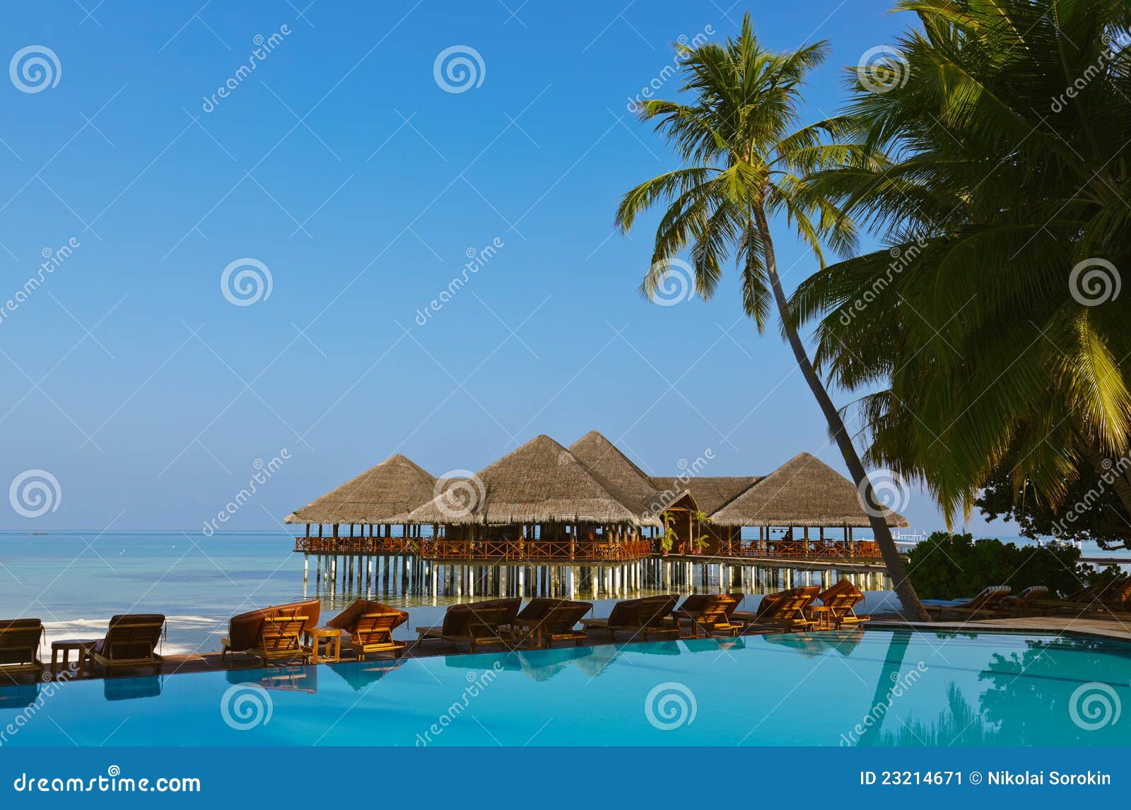 Water Cafe At Sunset - Maldives Royalty-Free Stock Photography ...