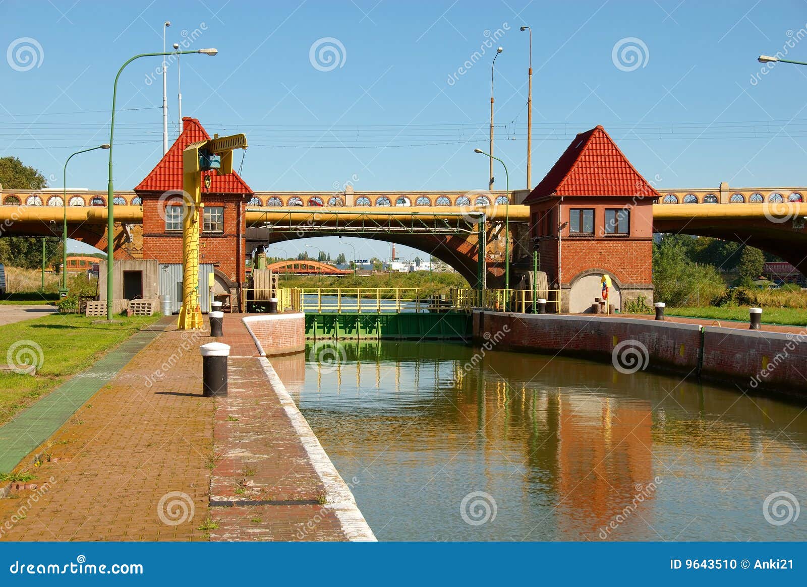 Water canal lock stock photo. Image of lock, shore, bridge - 9643510
