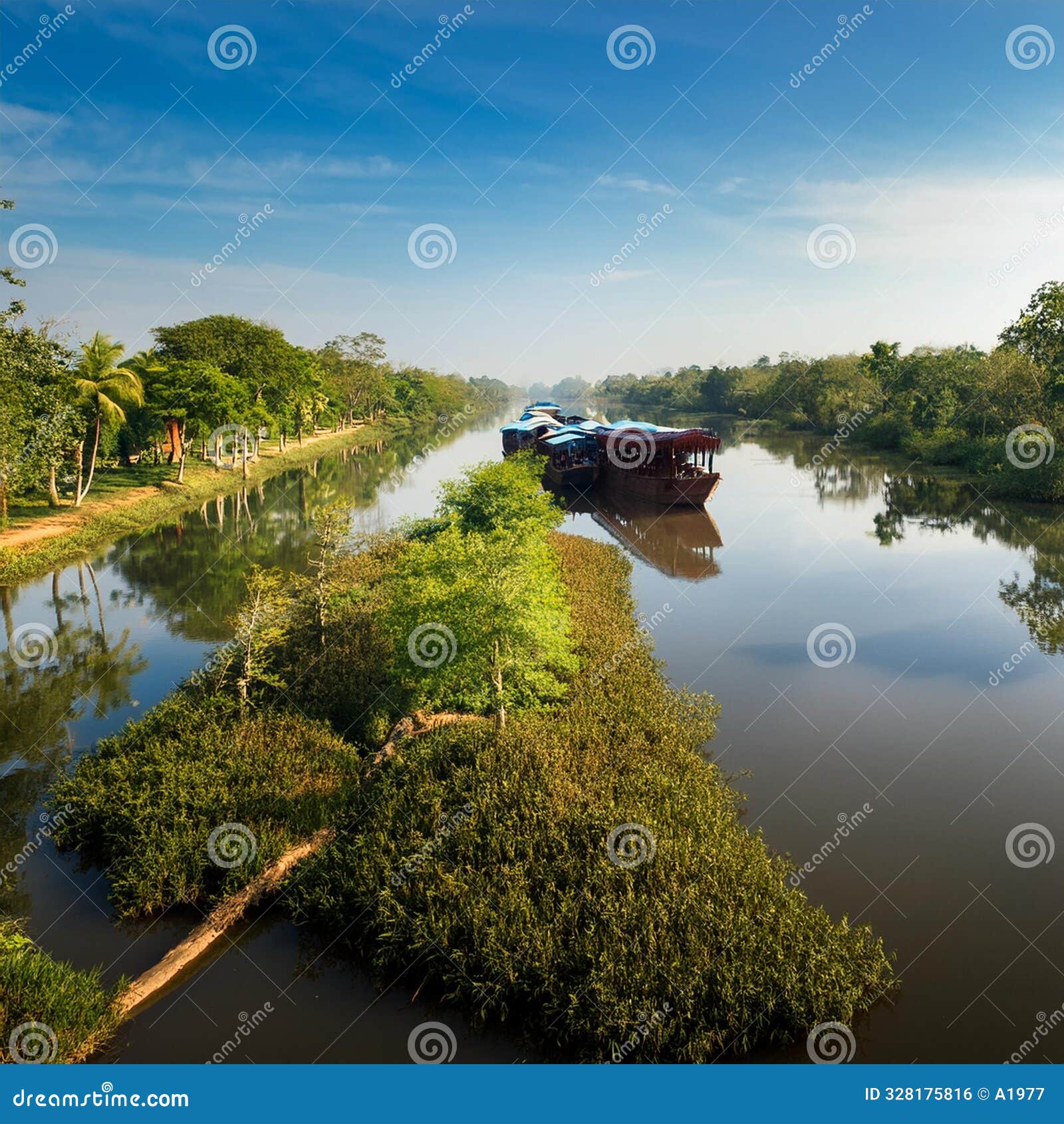 Water canals, AI generated stock illustration. Illustration of ...