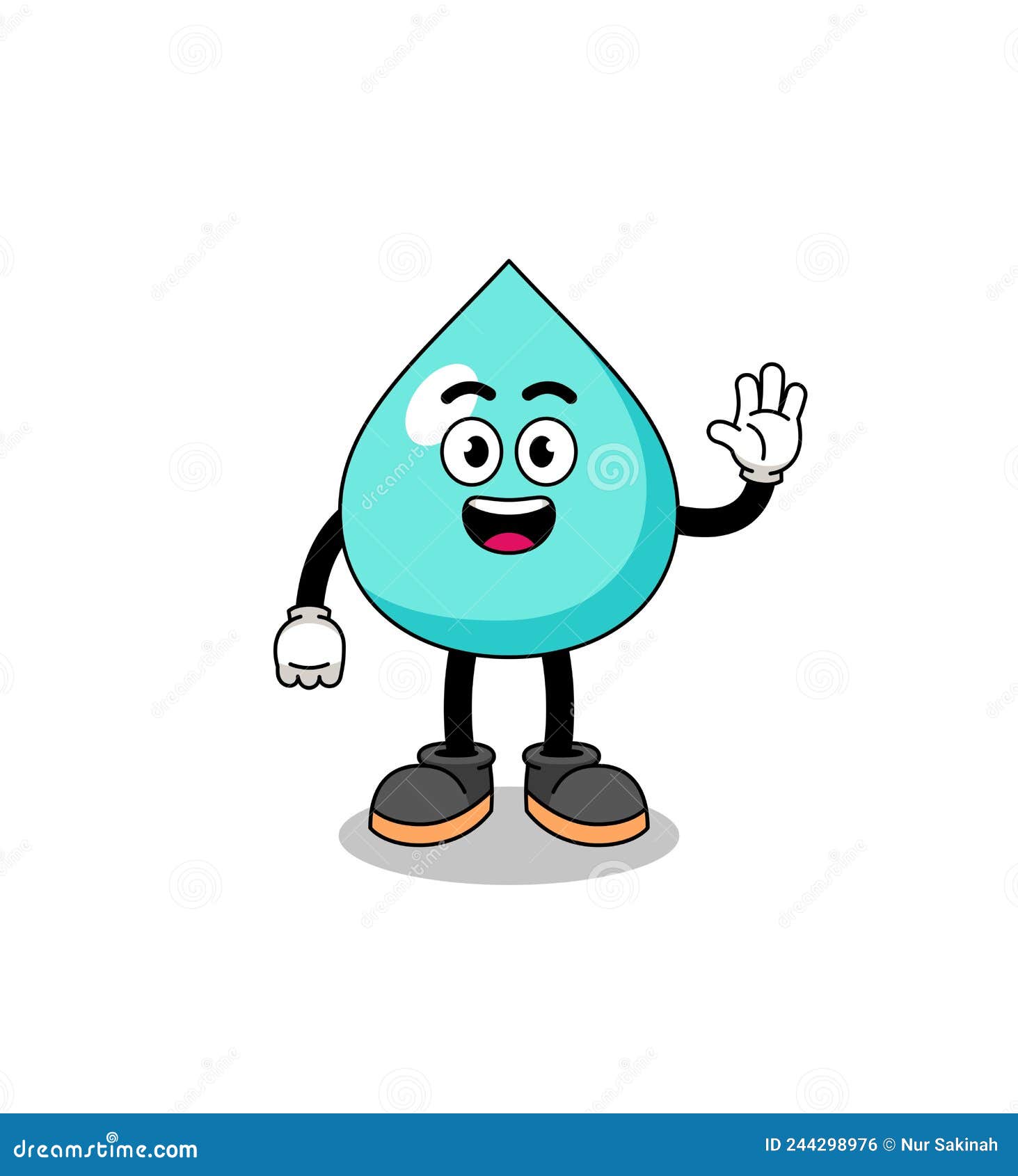 Water Cartoon Doing Wave Hand Gesture Stock Vector - Illustration of ...