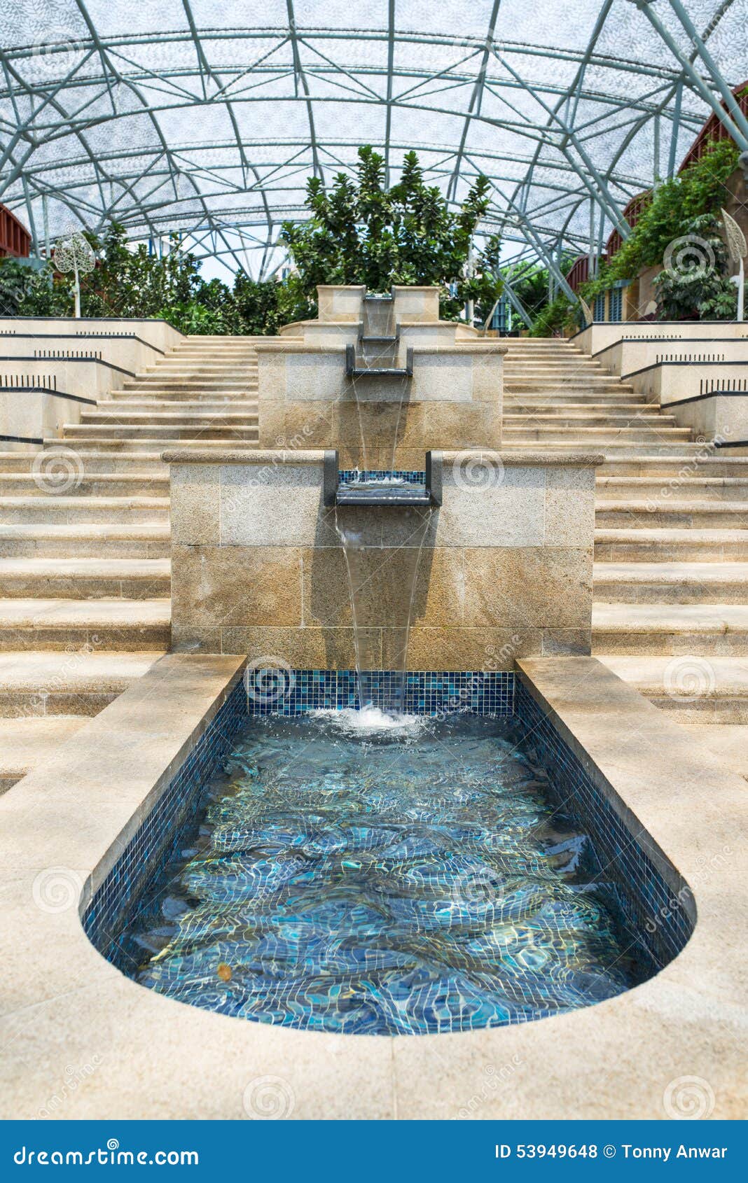 Water Cascade Falls From High Wall. Most Beautiful And Greatest ...