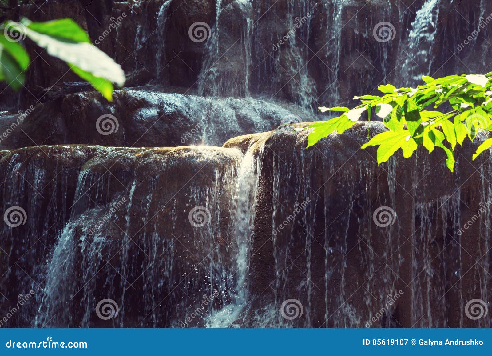 Water cascade stock image. Image of natural, waterfall - 85619107