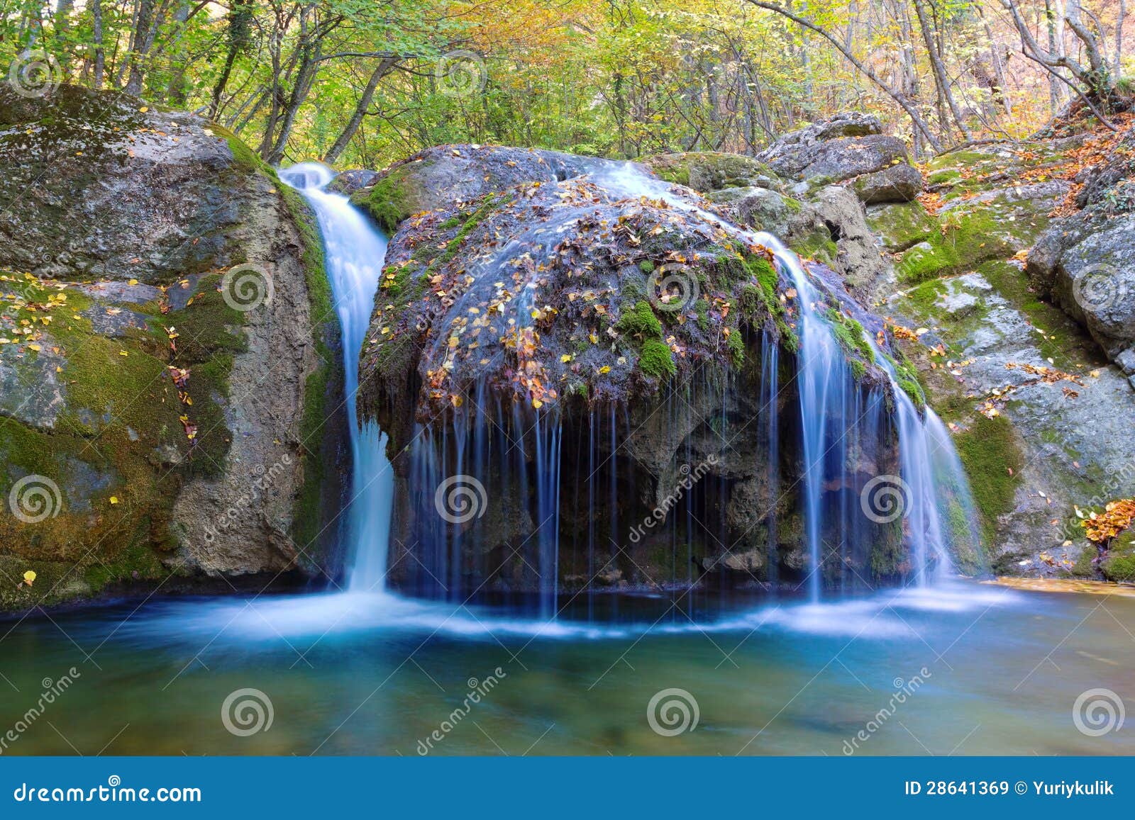 Water Cascades on a Mountain River Stock Image - Image of moss, speed ...