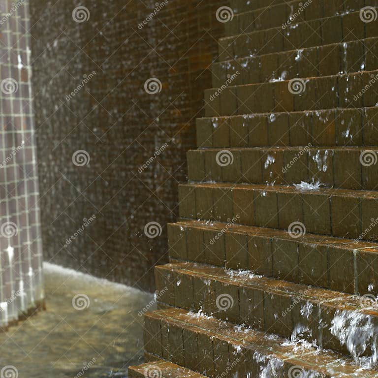 Water Cascading Down on Bricks Stock Photo - Image of creativity, angle ...