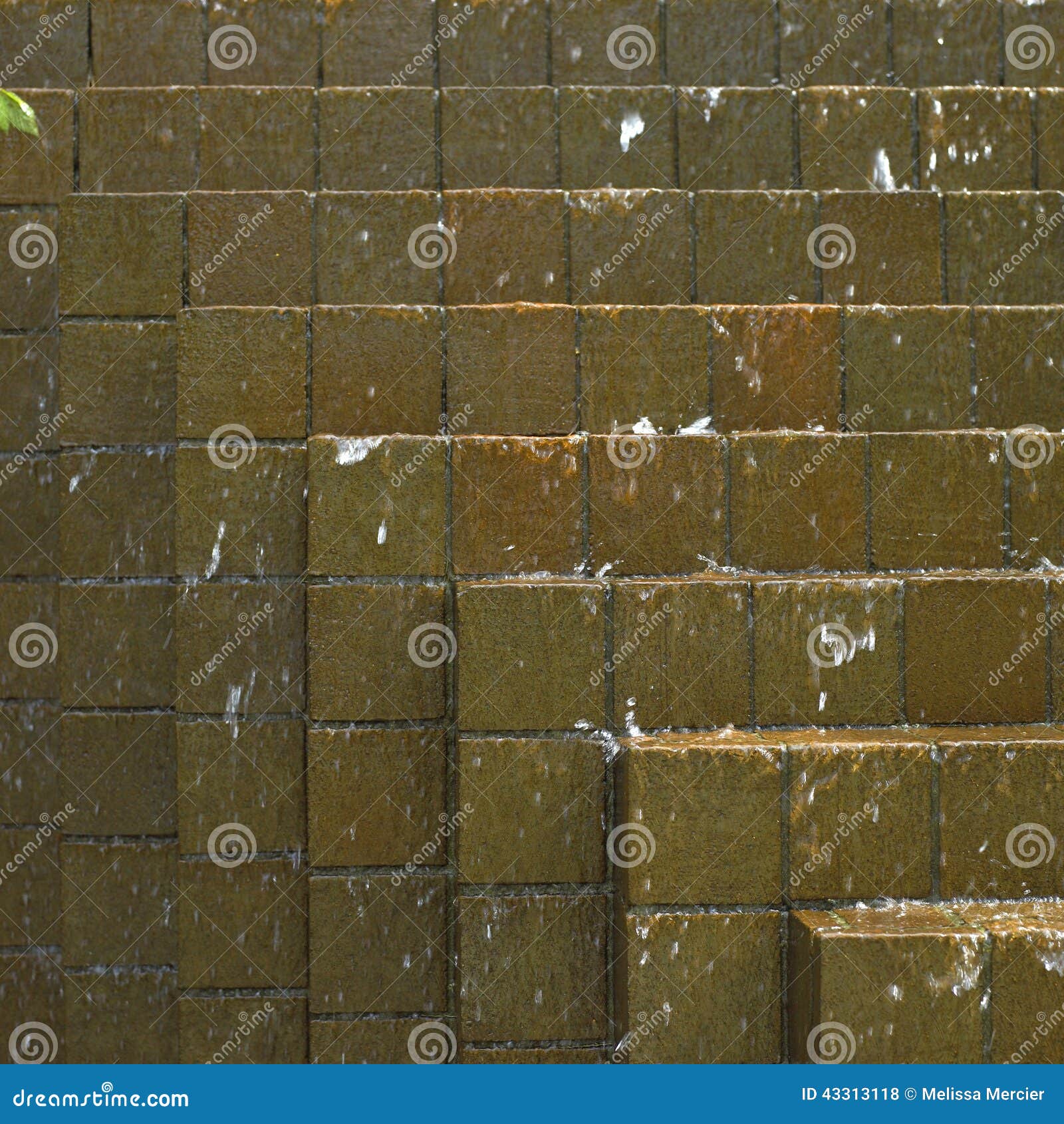 Water Cascading Down on Bricks Stock Photo - Image of modern, depth ...