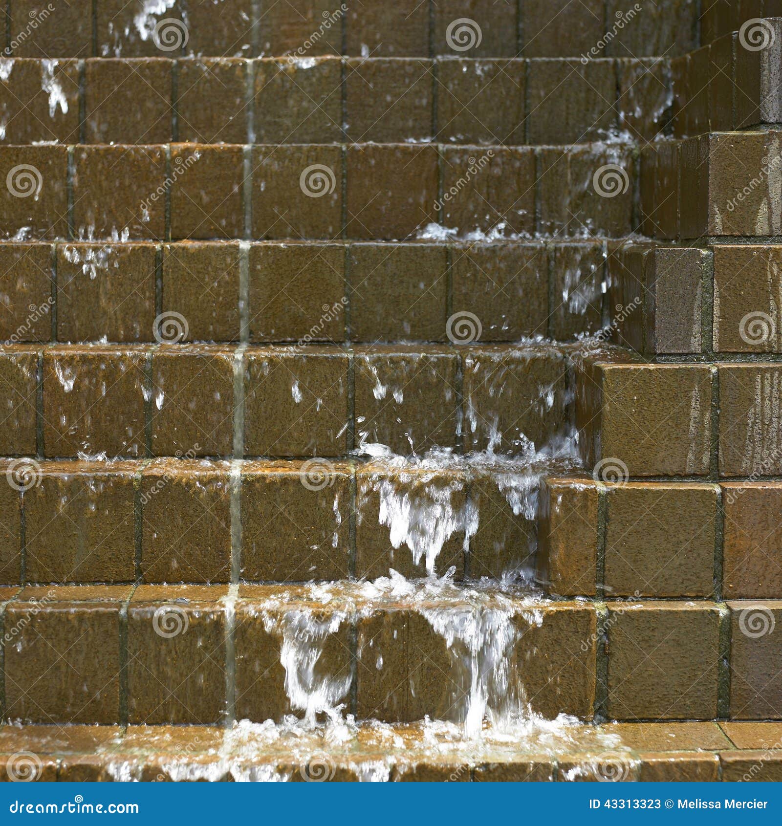 Water Cascading Down on Bricks Stock Image - Image of details, garden ...