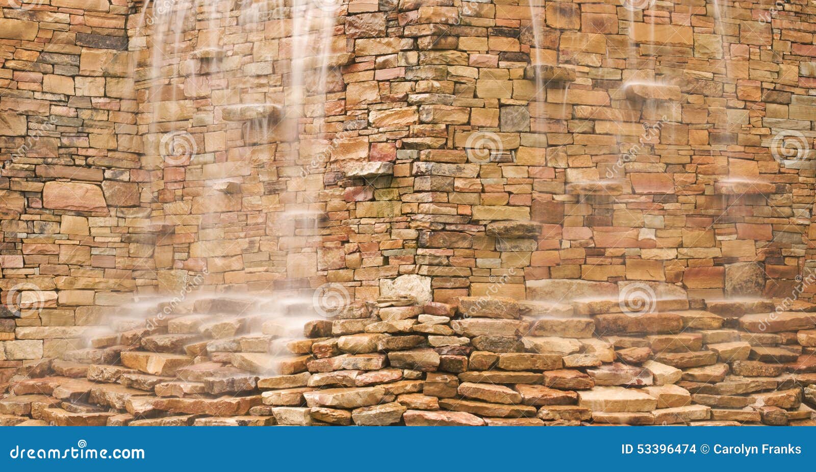 Water Cascading Over Stone Wall Stock Photo - Image of horizontal, arts ...