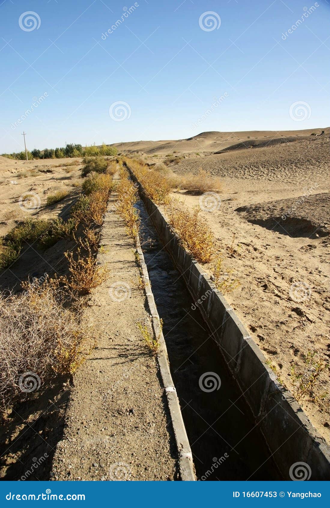 Water Channel in the Desert of China Stock Image - Image of desolation ...