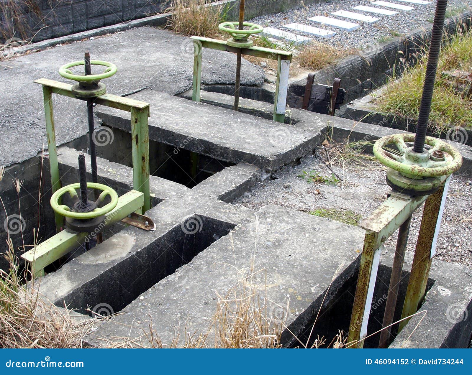 Water Channel with Iron Gates Stock Photo - Image of cloudscape, gear ...