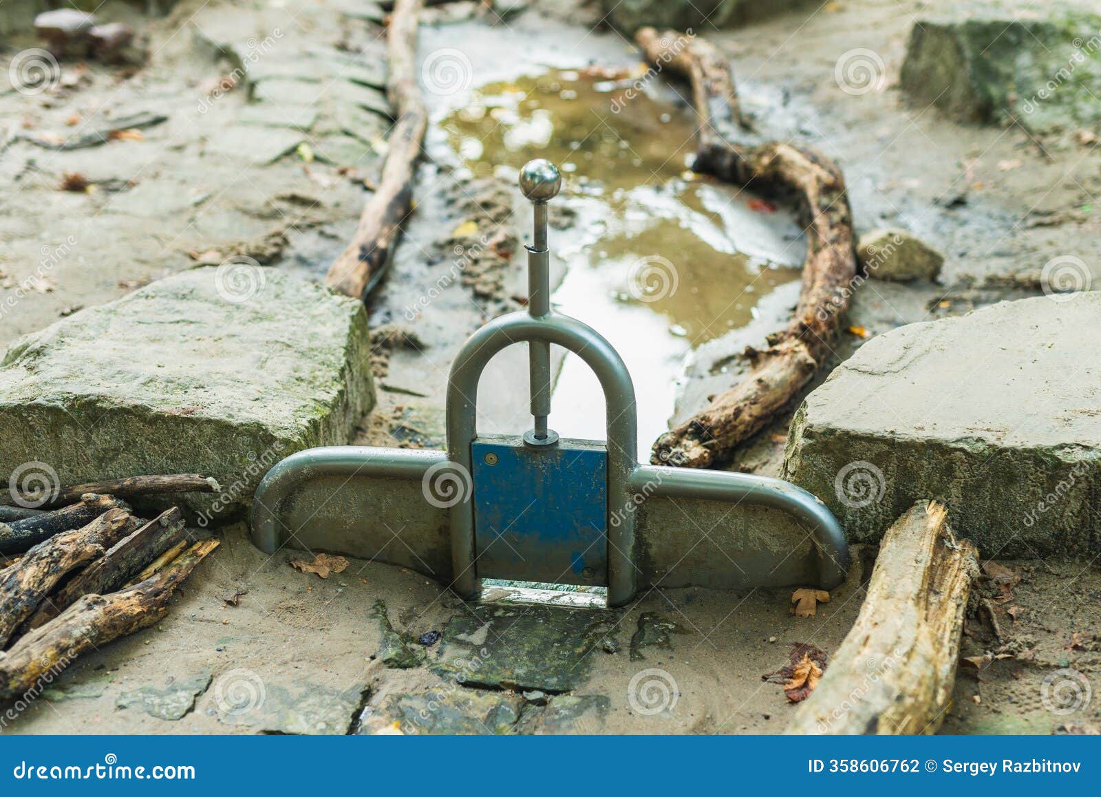 One Sluice Gate And A Connector On A Big Yellow Frosted Pipes Royalty ...