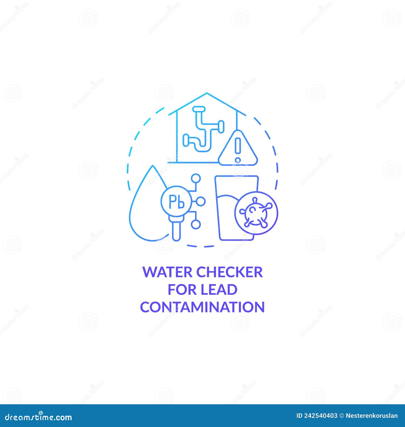 Water Checker for Lead Contamination Blue Gradient Concept Icon Stock ...