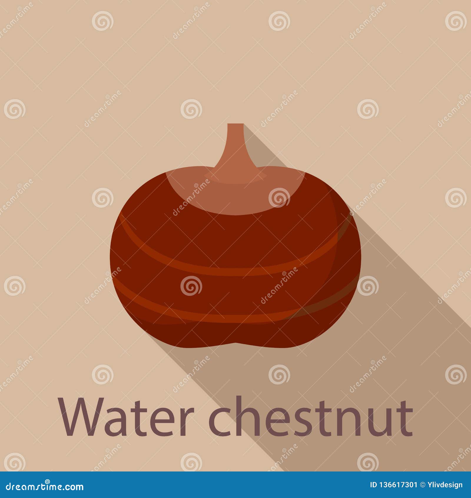 Water Chestnut Icon, Flat Style Stock Vector - Illustration of funny ...