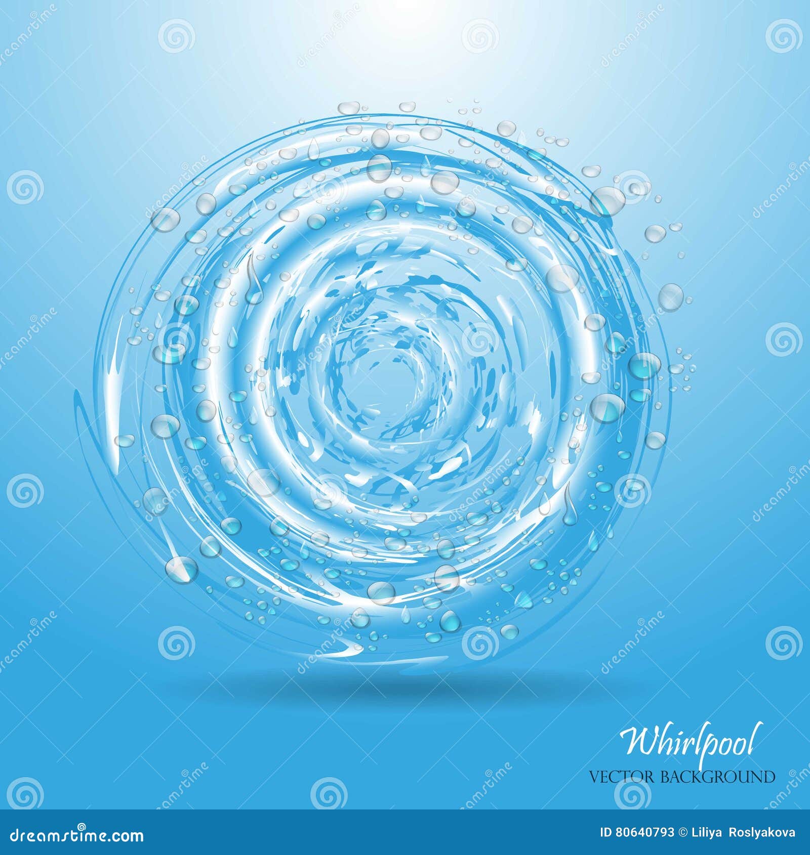 Water Circle. Whirlpool, Realistic Water Droplets Vector Illustration ...