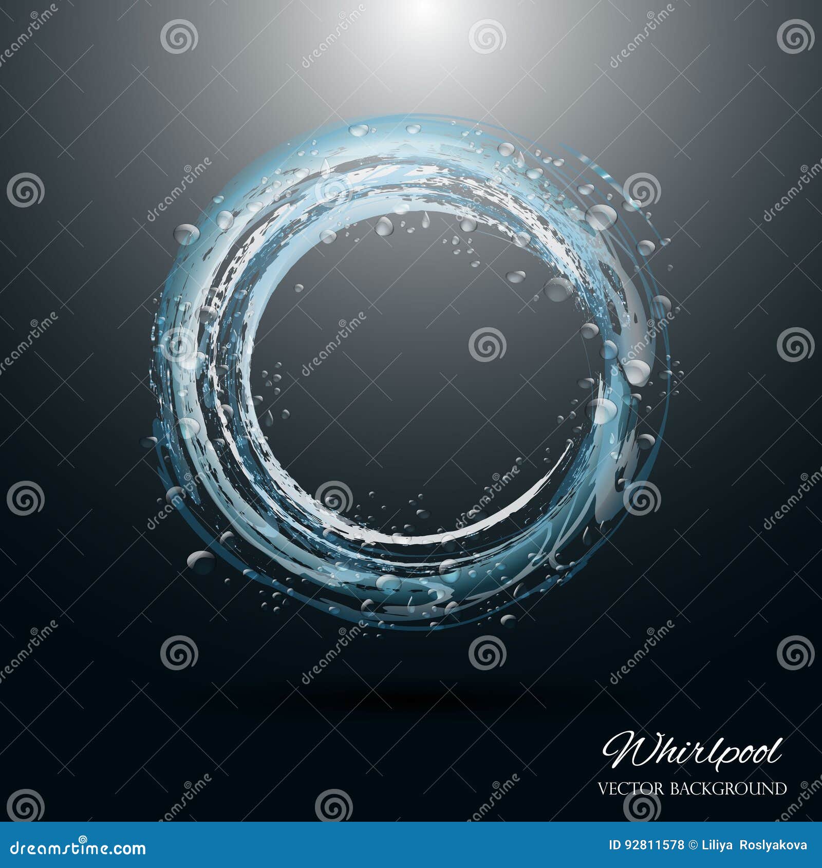 Water Circle. Whirlpool, Realistic Water Droplets Vector Illustration ...