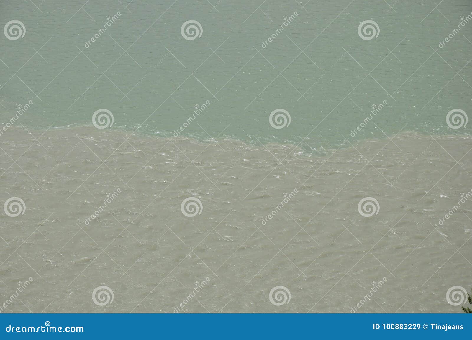Merging of Two Different Rivers. Stock Image - Image of river, nature ...