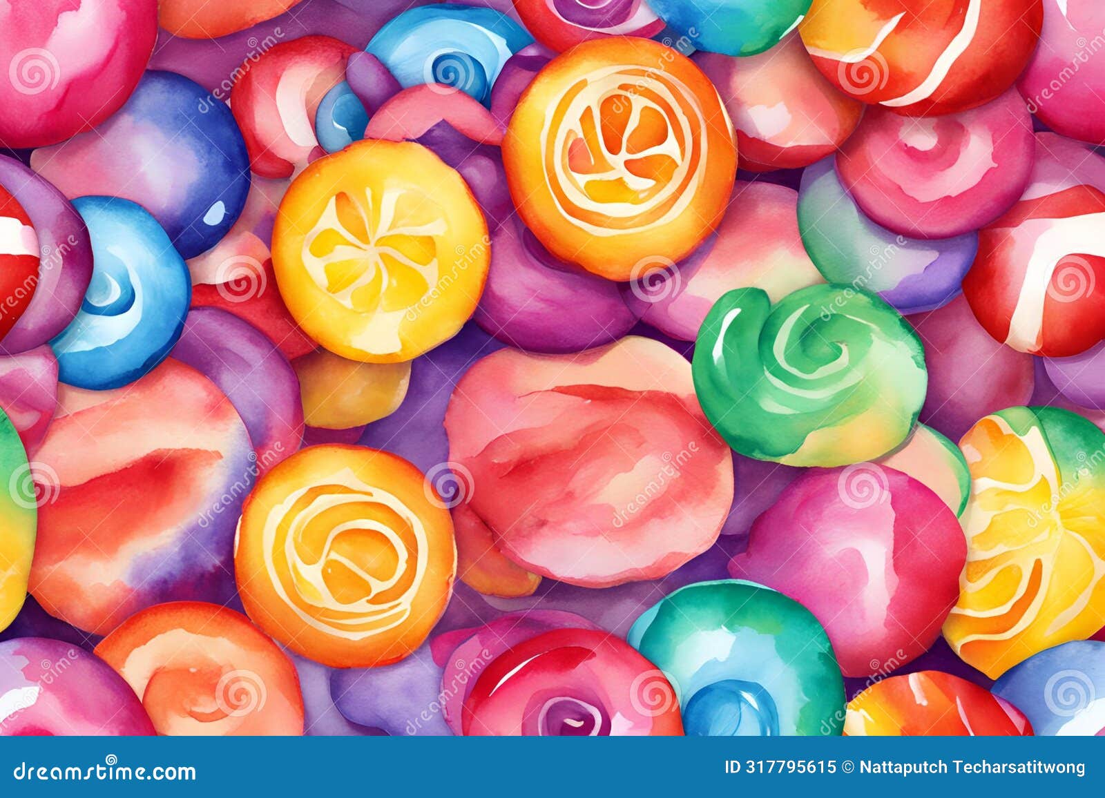 Water Color Candy Vibrant Colors Repeating Pattern Stock Image - Image ...