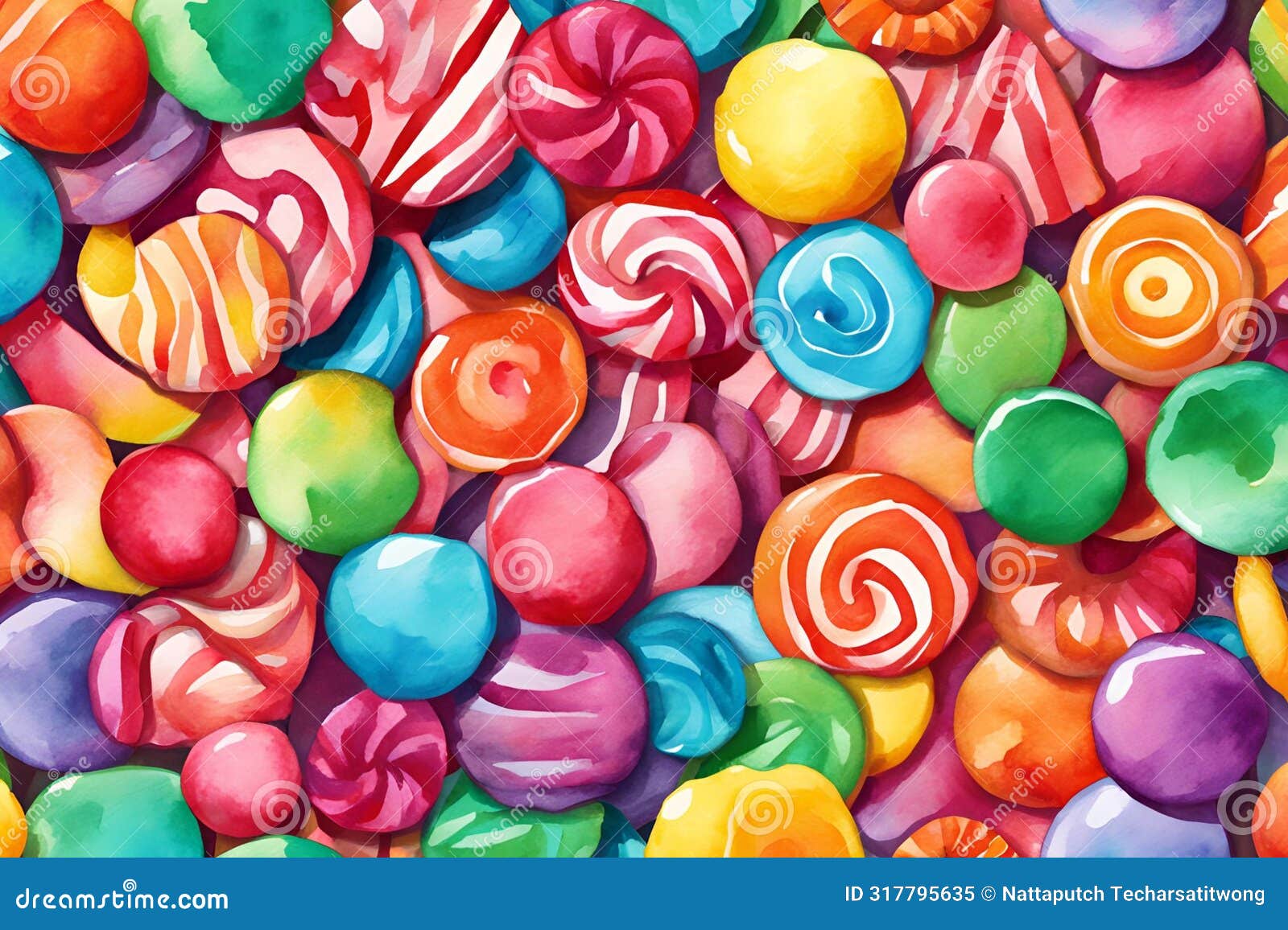 Water Color Candy Vibrant Colors Repeating Pattern Stock Image - Image ...