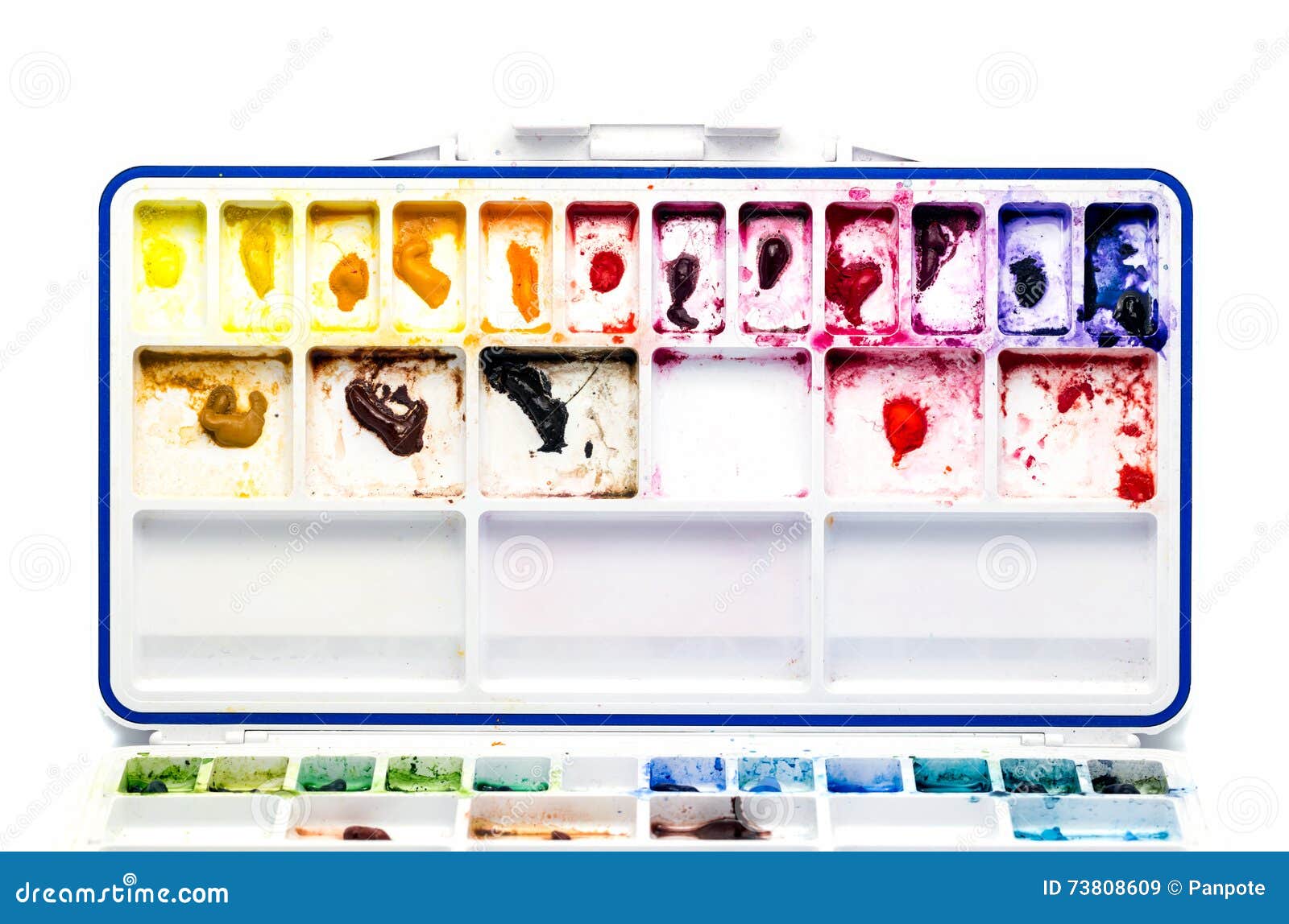 Water Color on Color Palette Stock Image - Image of paint, color: 73808609