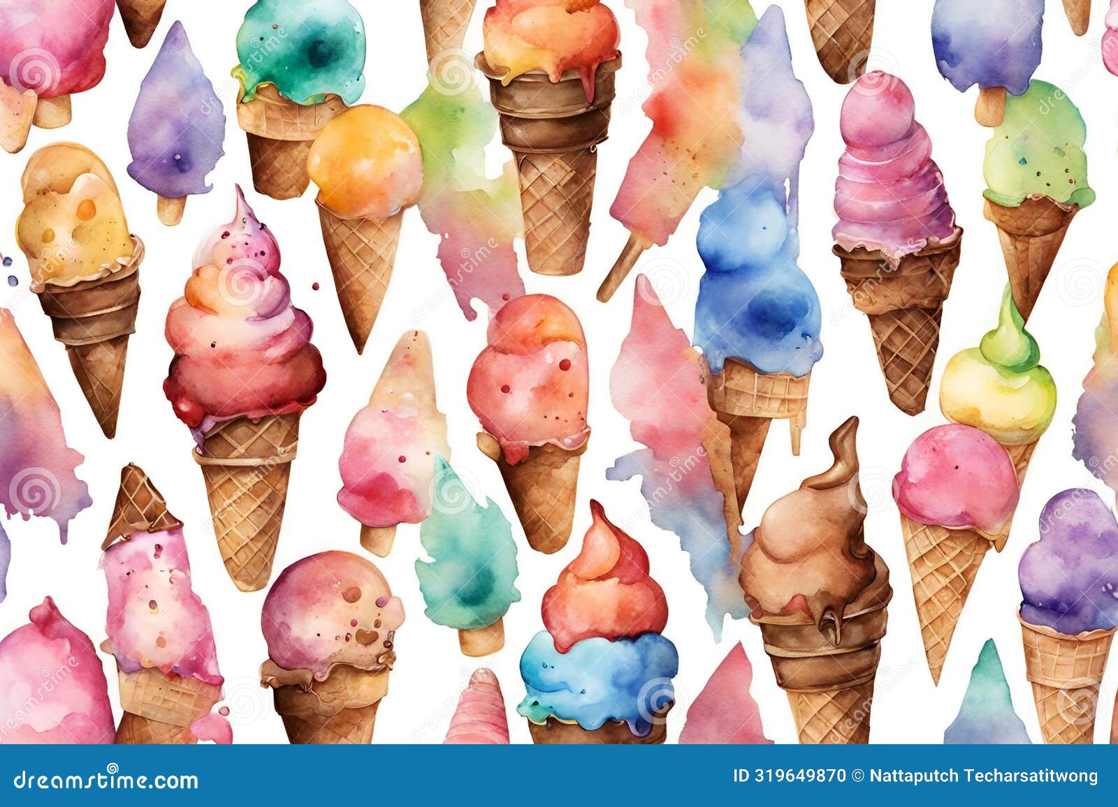Water Color Ice Cream Heaven Stock Photo - Image of coconut, tropical ...