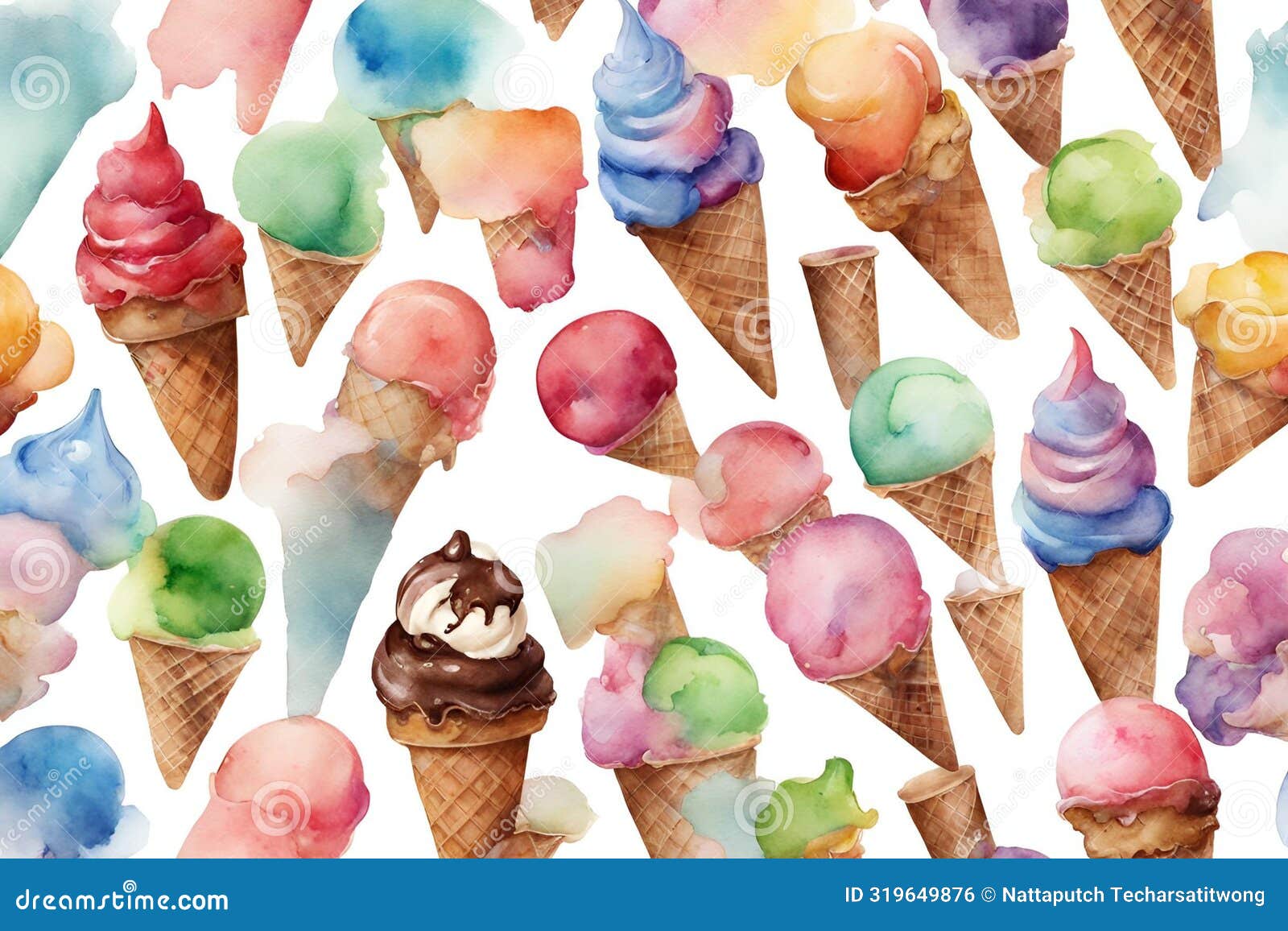 Water Color Ice Cream Heaven Stock Photo - Image of sand, travel: 319649876