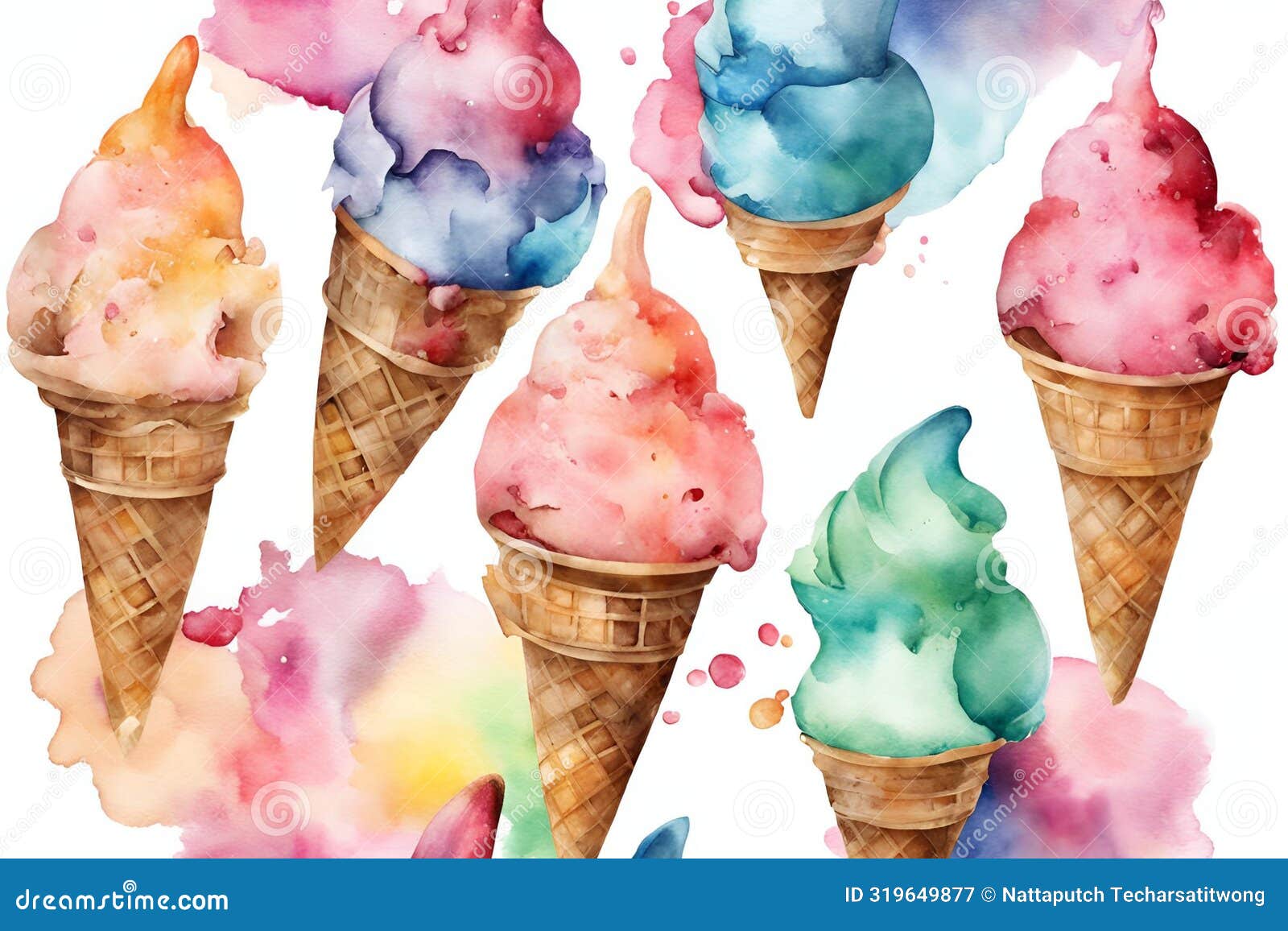 Water Color Ice Cream Heaven Stock Image - Image of heaven, wave: 319649877