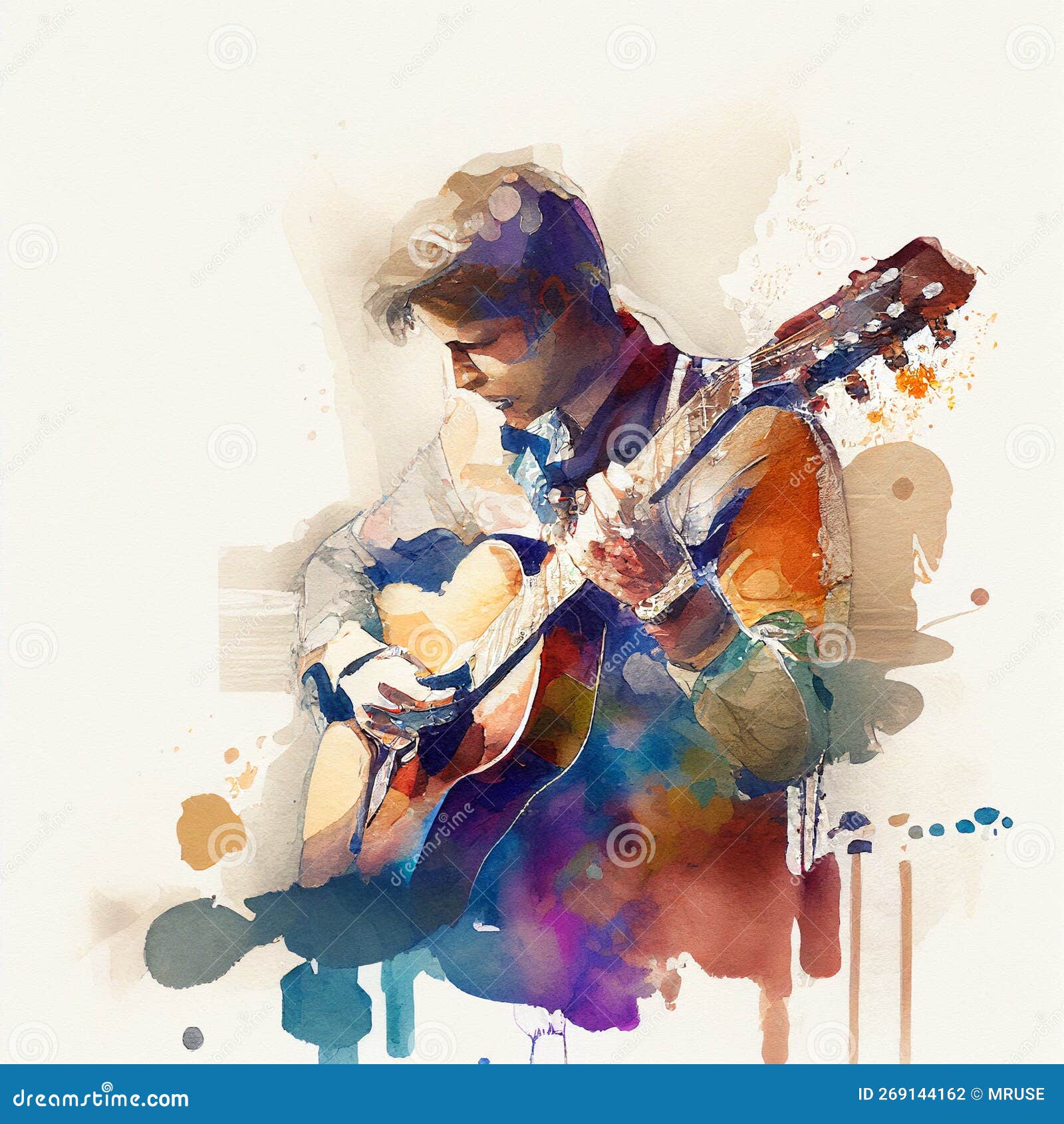 Illustration of a Man Play Guitar Created with Generative AI Technology ...