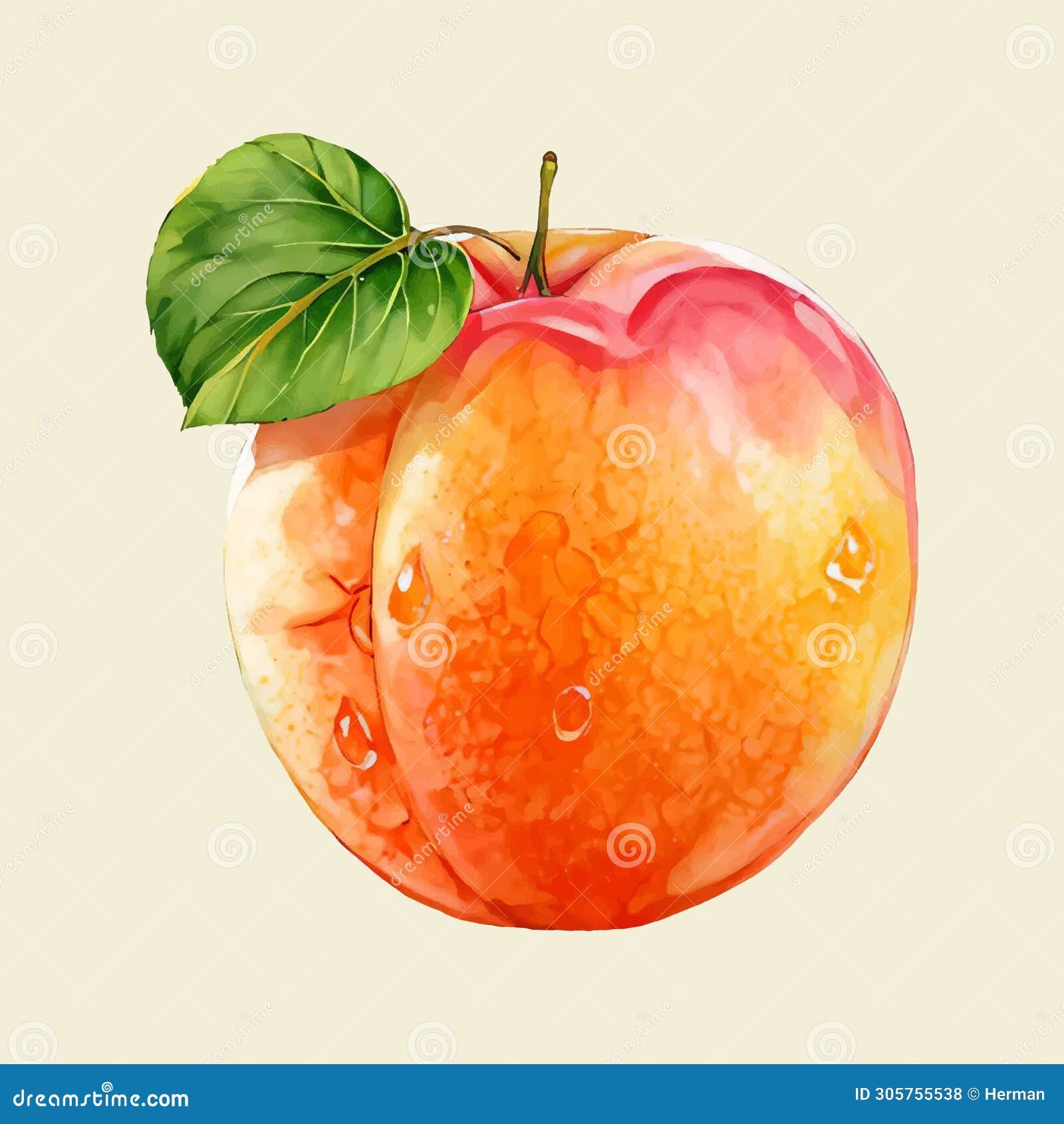 Water Color Vector Simple Peach Fruit Stock Vector - Illustration of ...