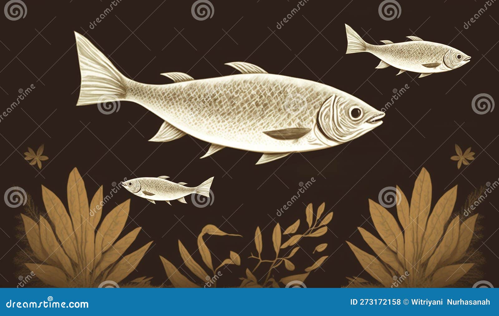 Water Colored Fish Illustrations for Advertisement . Seafood Menu ...