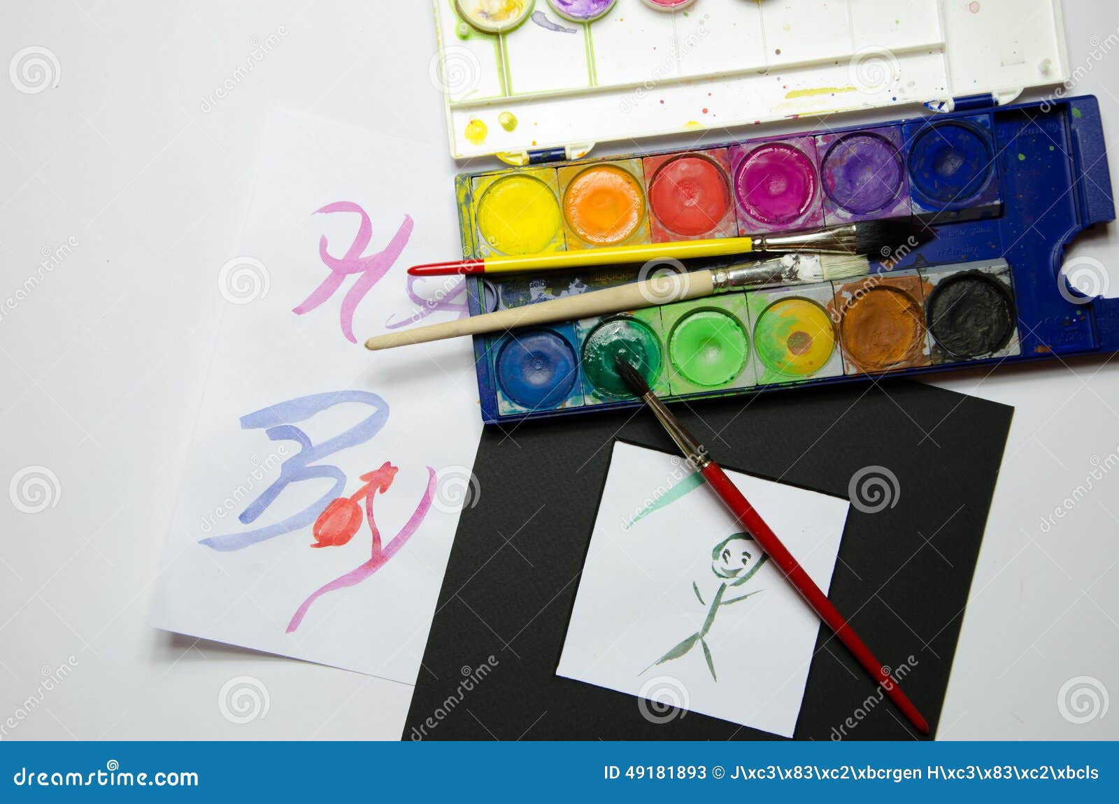 Water Colors Together with Picture Stock Image - Image of painting ...
