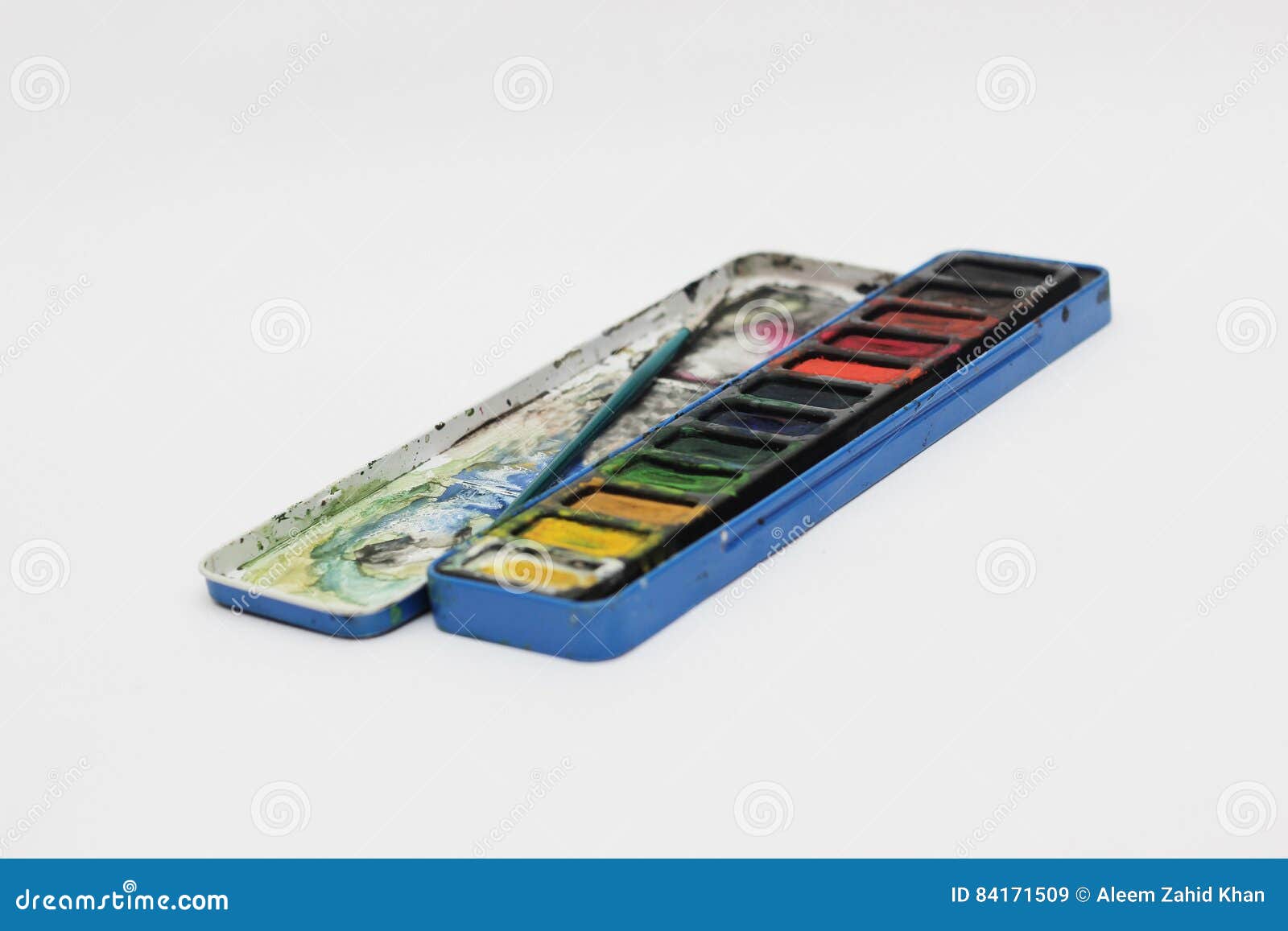Water Colour box stock image. Image of closeup, white - 84171509