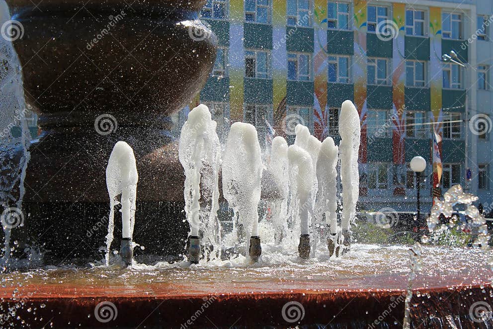 Water Columns from the Fountain Stock Image - Image of blue, stream ...