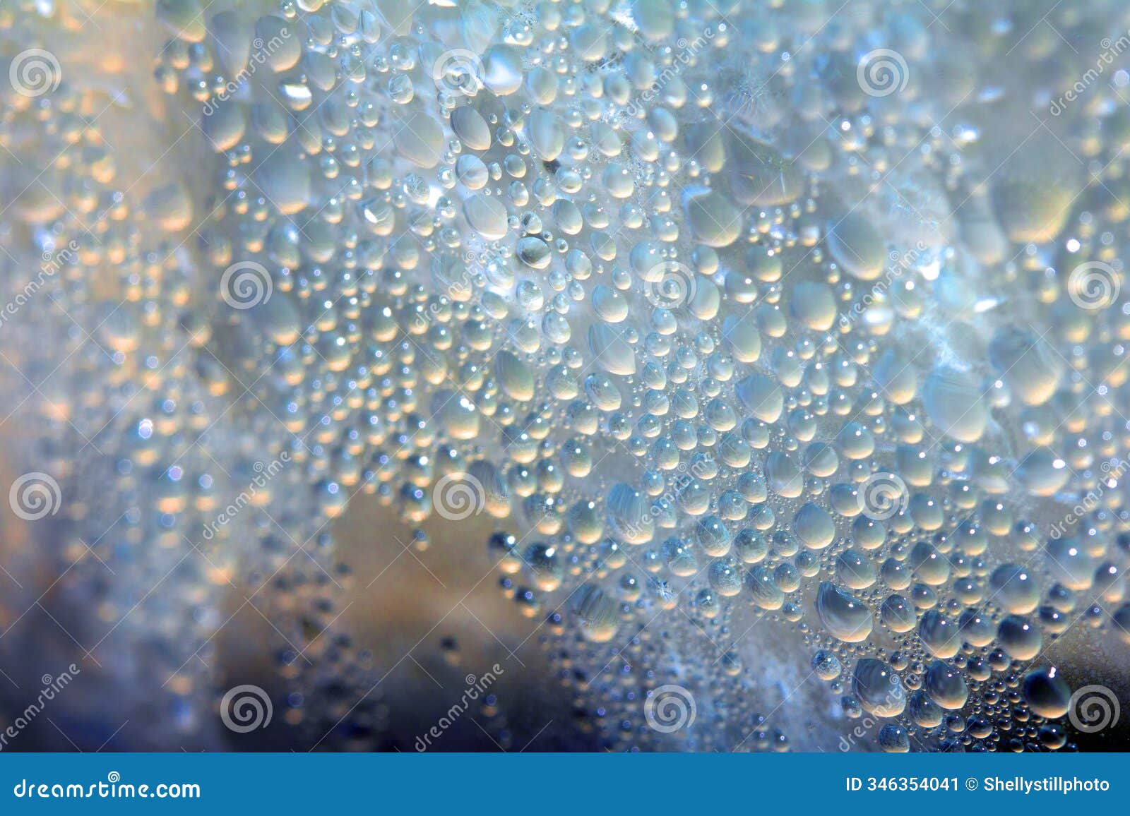 Water Condensation Small Bubbles Moisture on a Glass Window Close Up ...