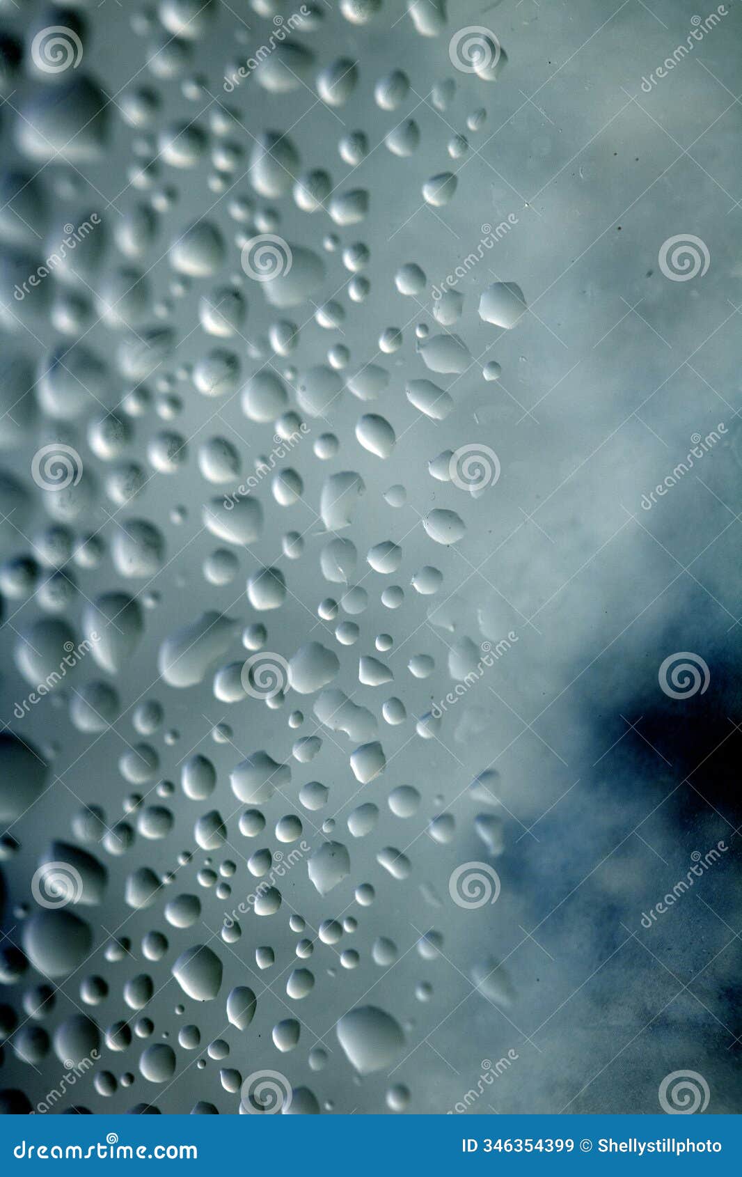 A Water Condensation Small Bubbles Moisture on a Glass Window Close Up ...
