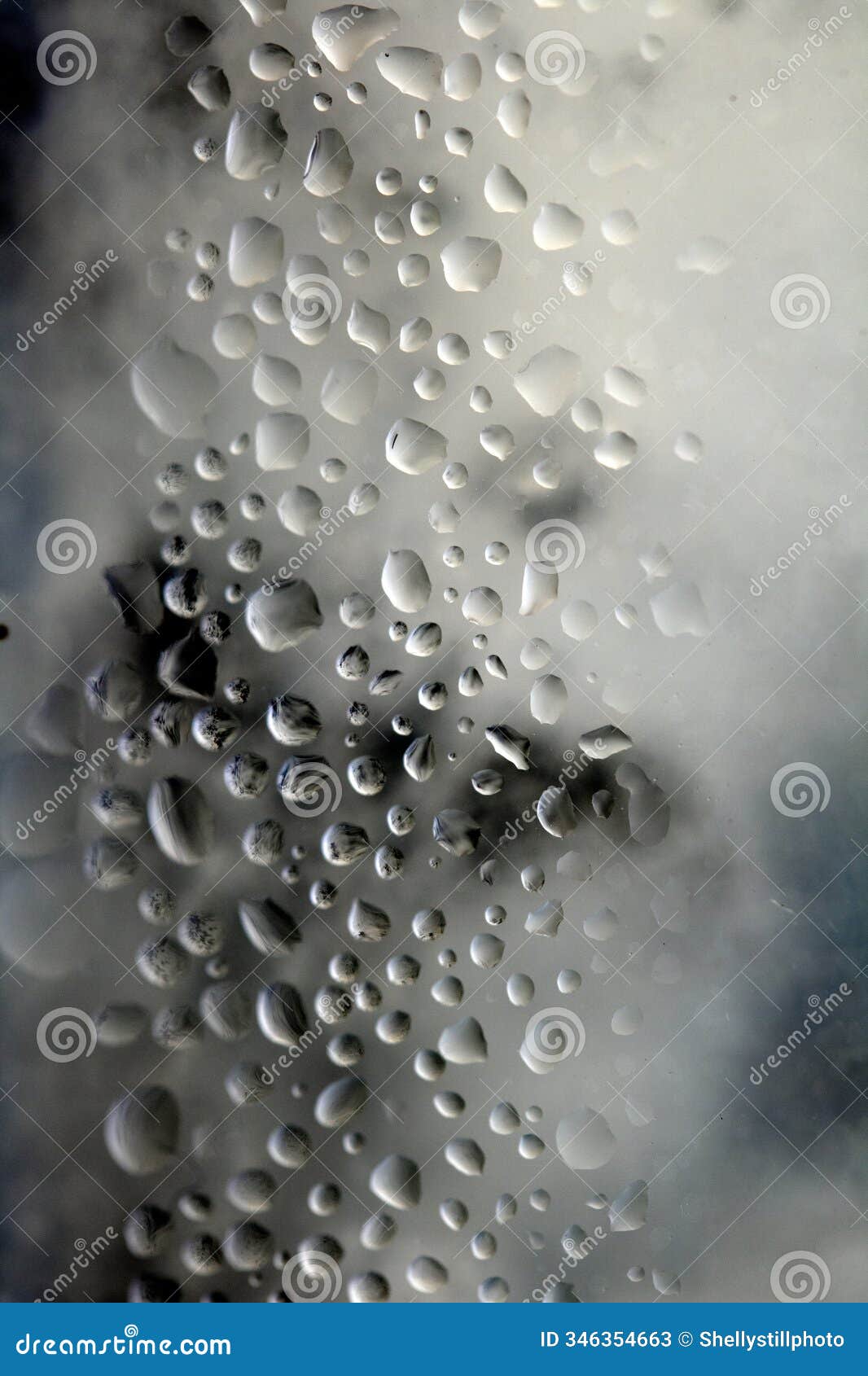 Water Condensation Small Bubbles Moisture on a Glass Window Close Up ...