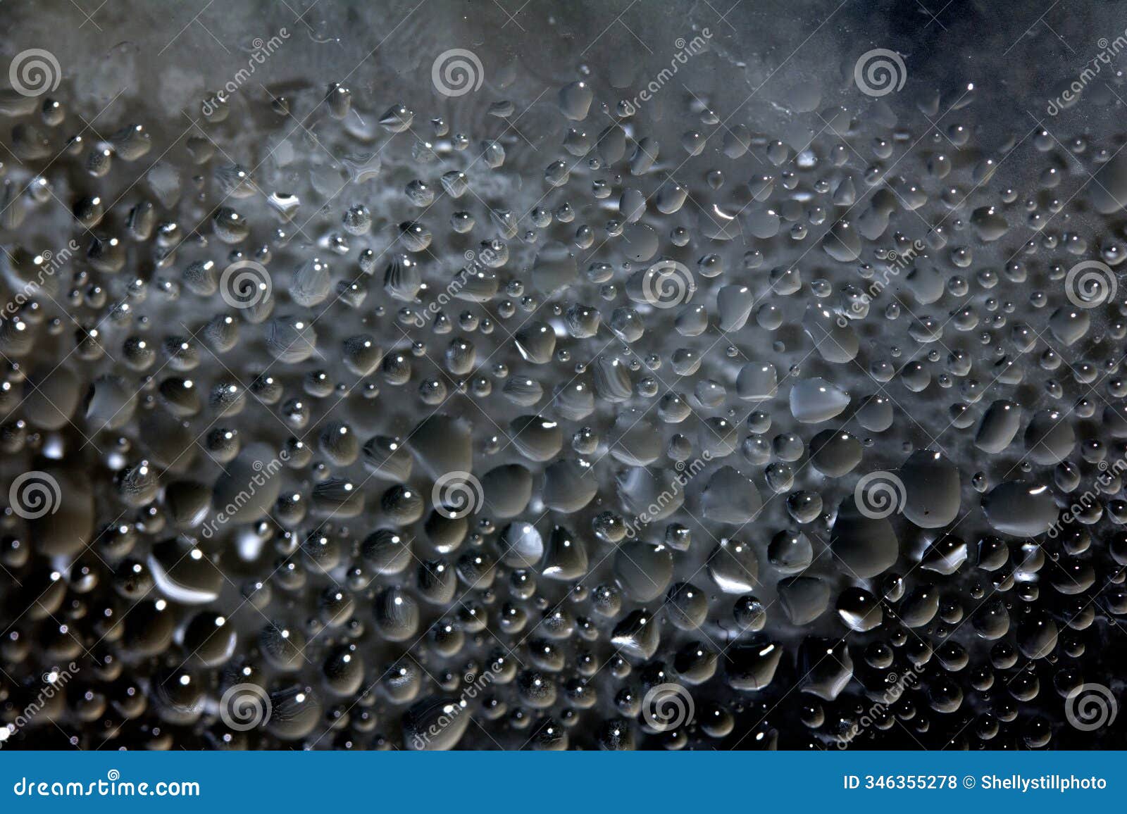 Water Condensation Small Bubbles Moisture on a Glass Window Close Up ...