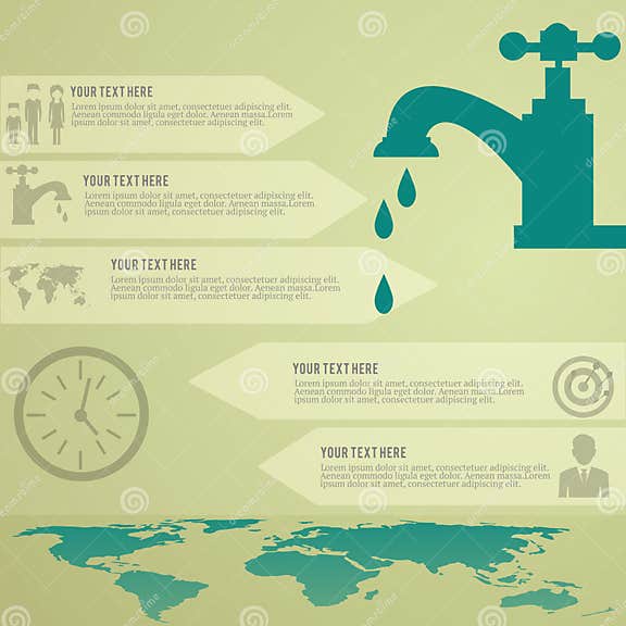 Water Conservation Infographic Template Stock Vector - Illustration of ...