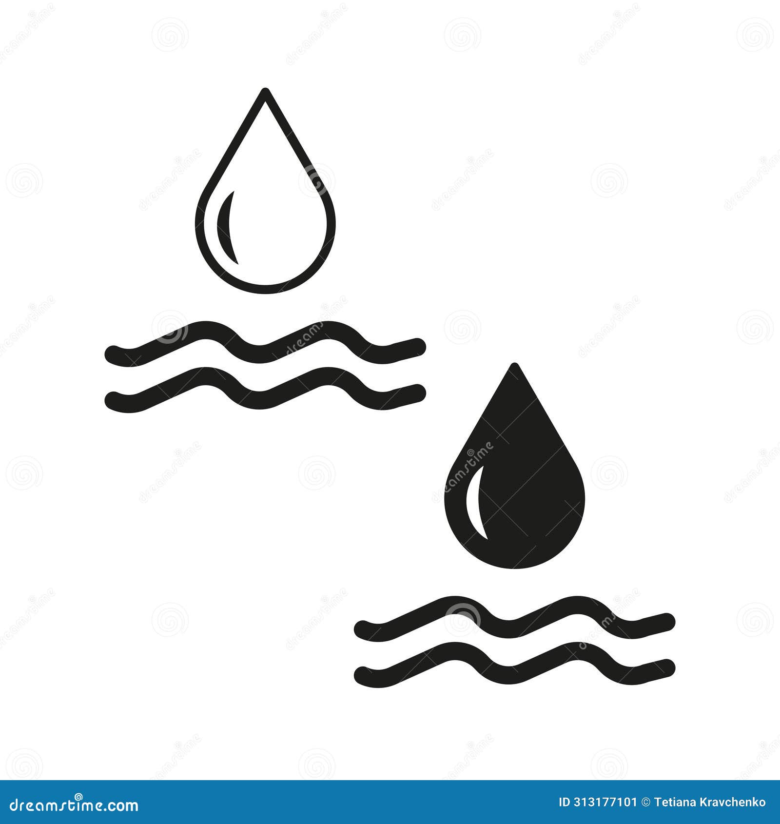 Water Conservation Symbol. Drop and Waves Icon. Vector Illustration ...