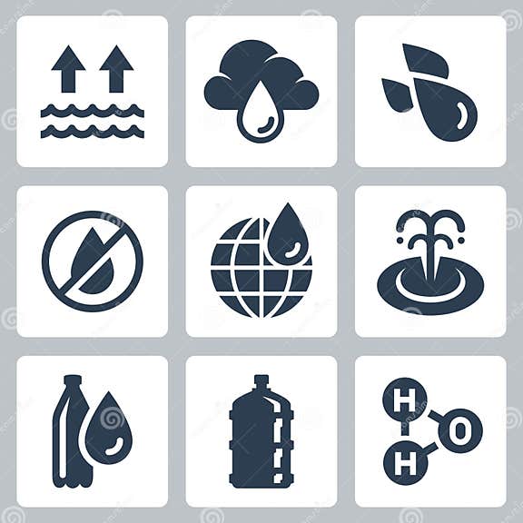 Water Consumption and Ecology Related Vector Icon Set Stock Vector ...