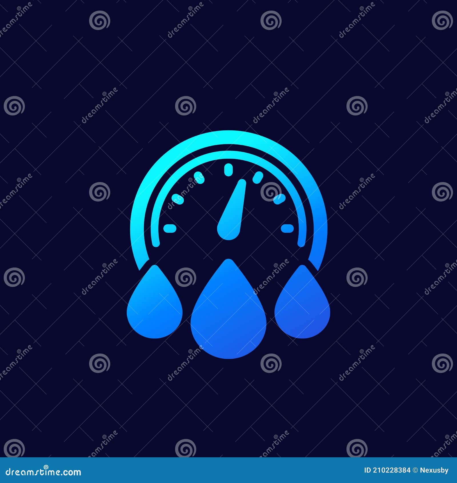 Water Consumption Icon with Meter on Dark Stock Vector - Illustration ...